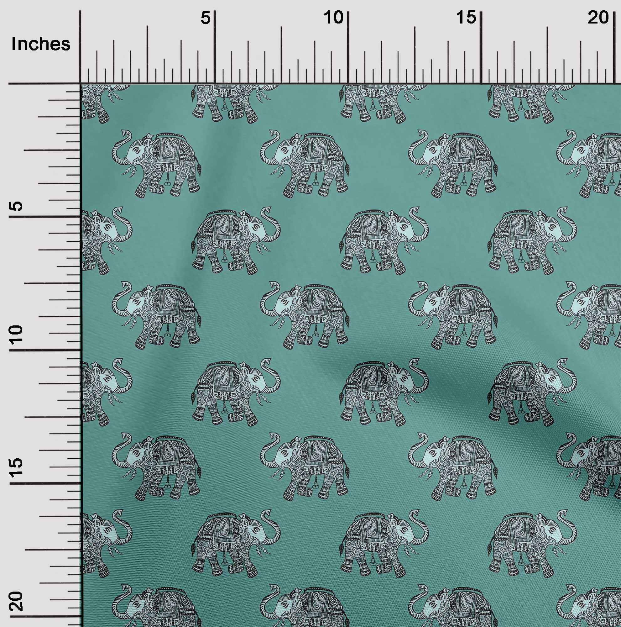 oneOone Organic Cotton Voile Fabric Elephant Block Print Fabric By The ...