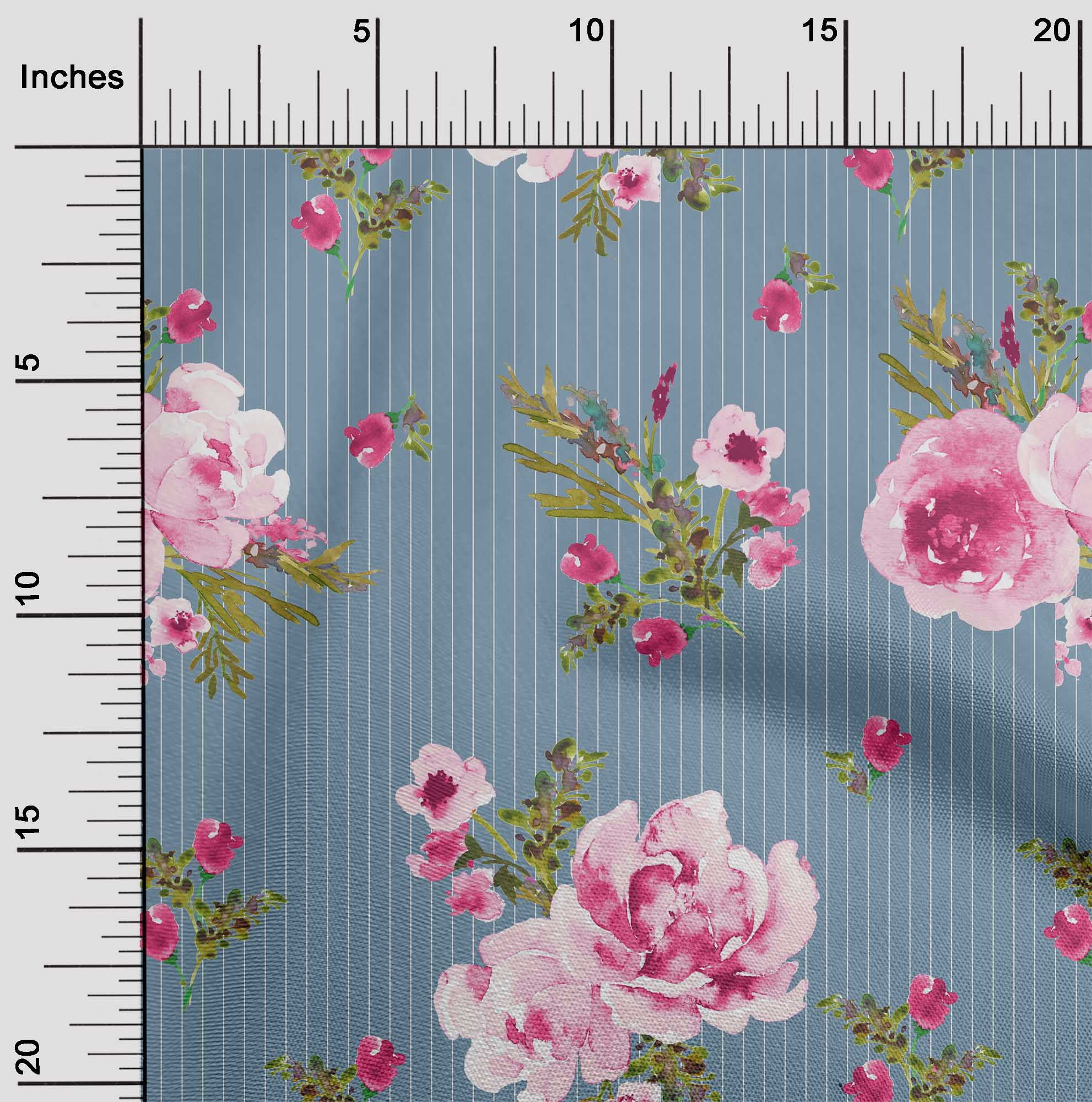 oneOone Organic Cotton Voile Fabric Stripe|Watercolor Leaves & Peony ...