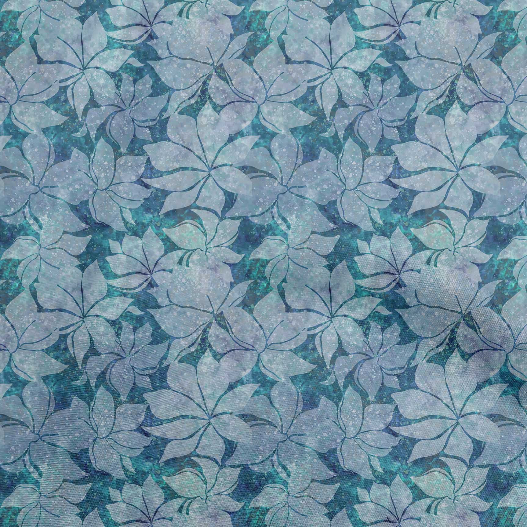 oneOone Polyester Lycra Blue Fabric Asian Batik Floral Sewing Craft ...