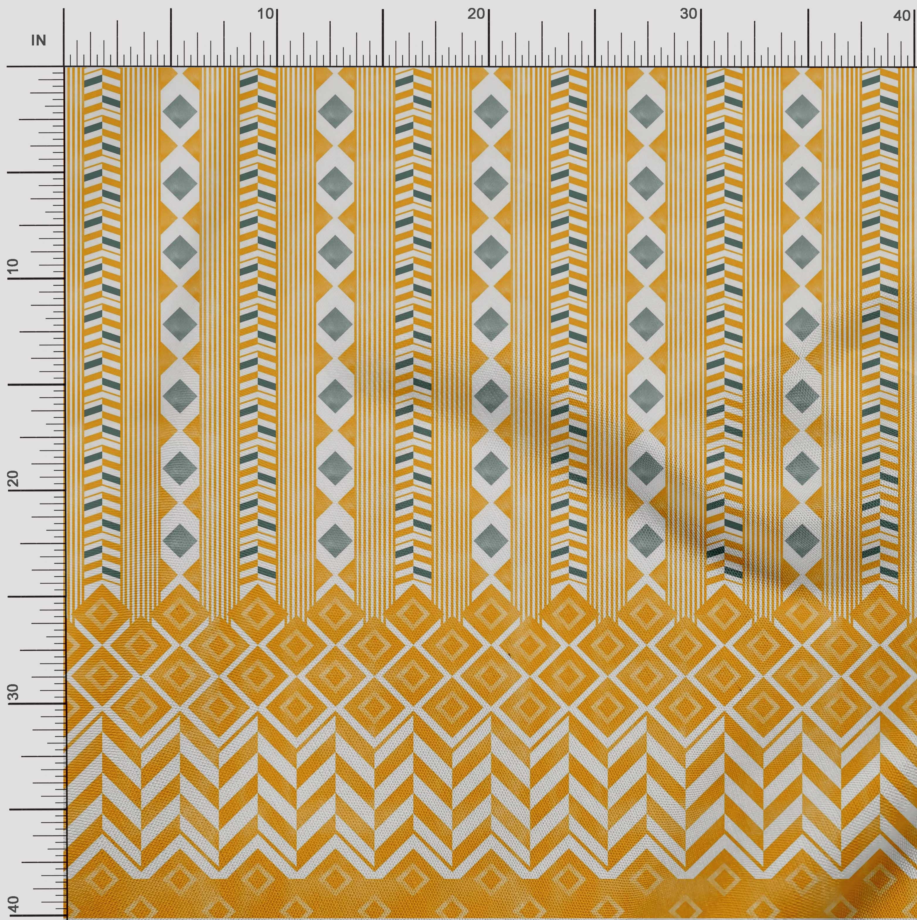oneOone Polyester Lycra Dark Yellow Fabric Geometric Panel Quilting ...