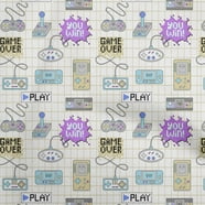 Cotton Gaming Controllers Fabric for Children, Black Videogame Player ...