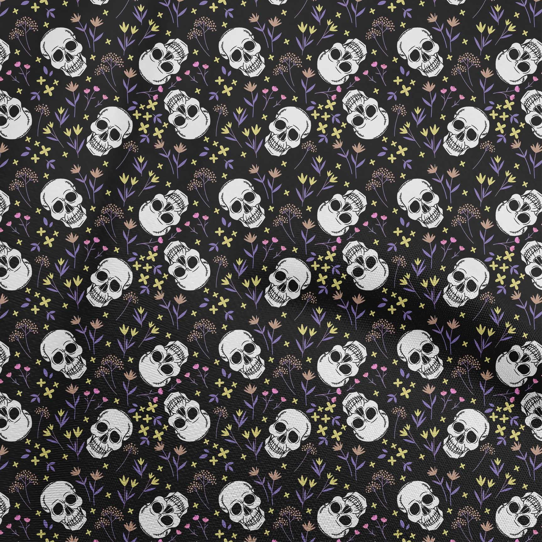 oneOone Polyester Spandex Black Fabric Skull Diy Clothing Quilting ...