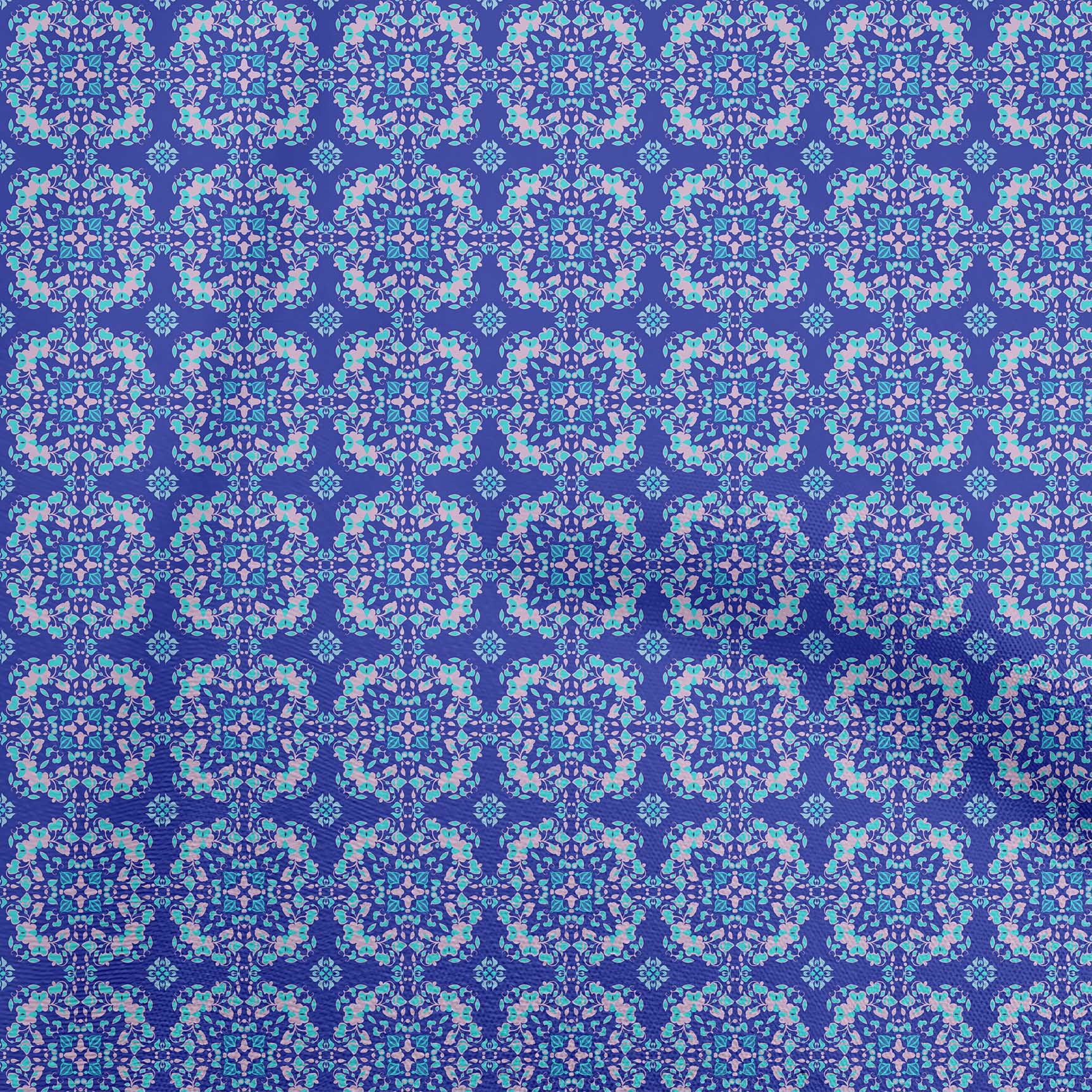 oneOone Polyester Spandex Blue Fabric Arabic Moroccan Diy Clothing ...