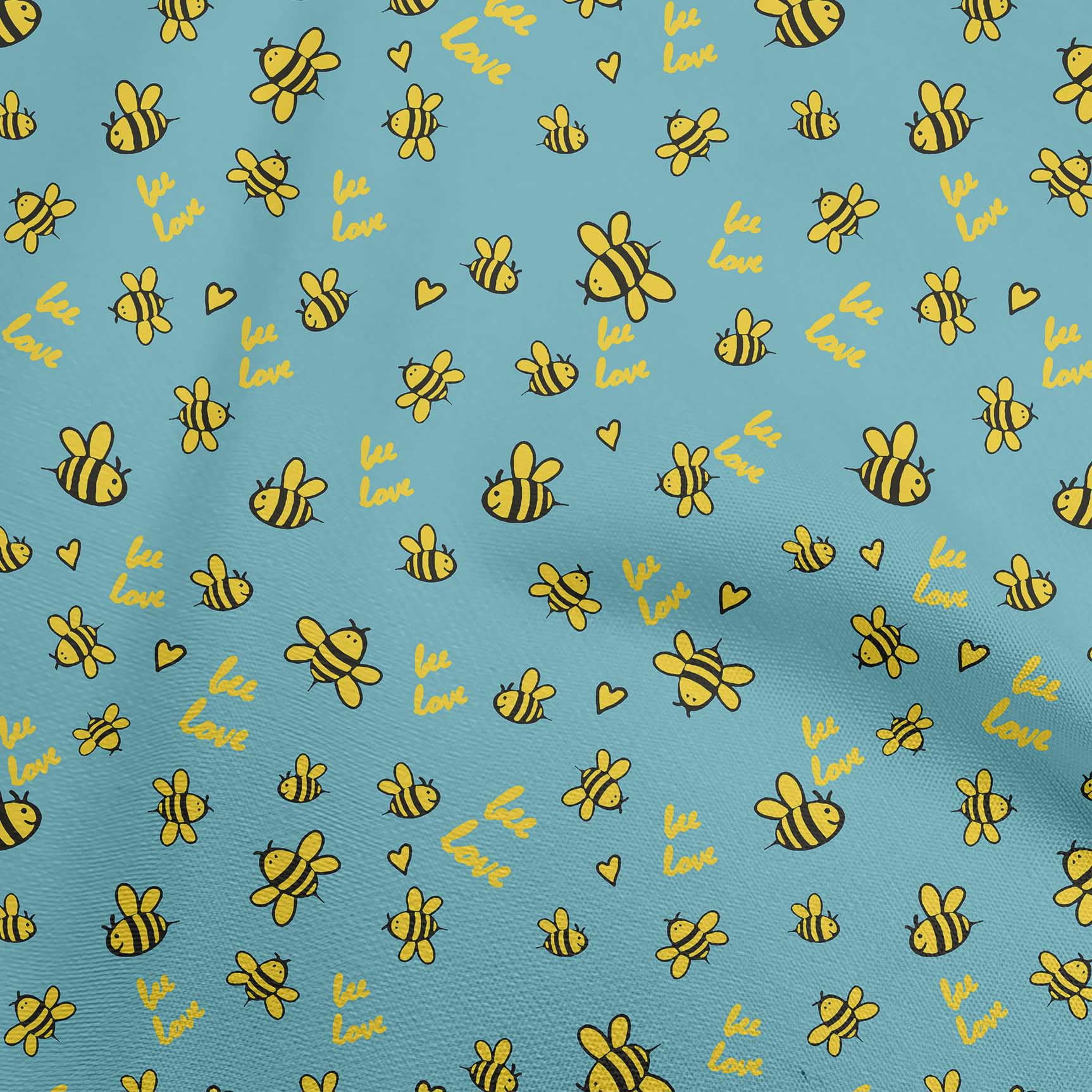 oneOone Polyester Spandex Blue Fabric Honey Bees Quilting Supplies ...