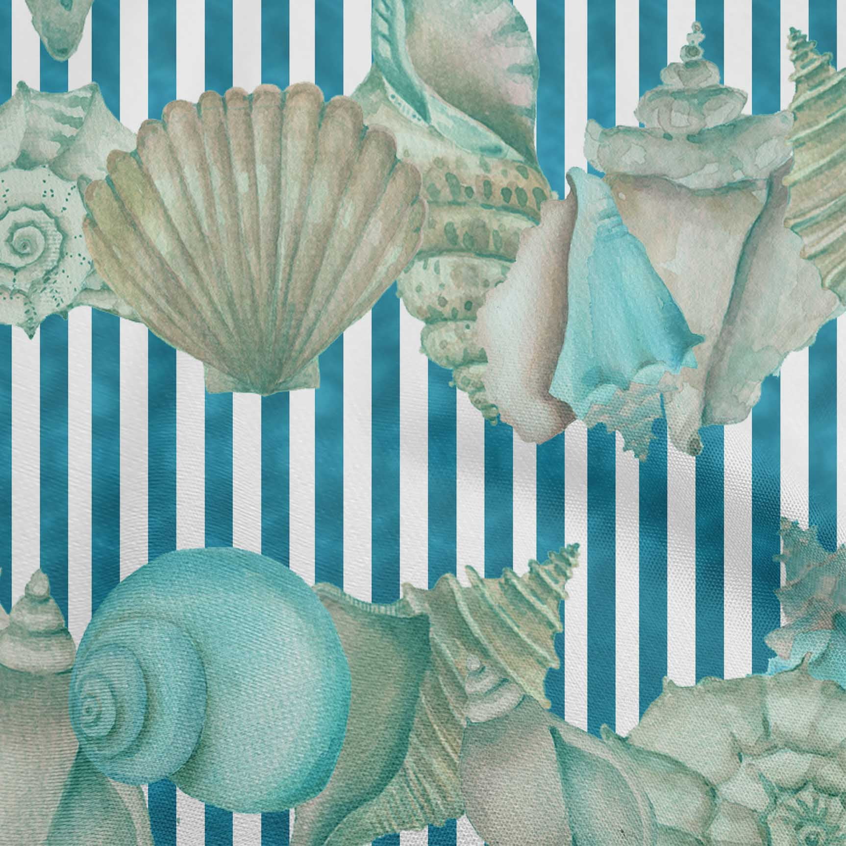 oneOone Polyester Spandex Dusty Teal Green Fabric Sea Shells Ocean ...