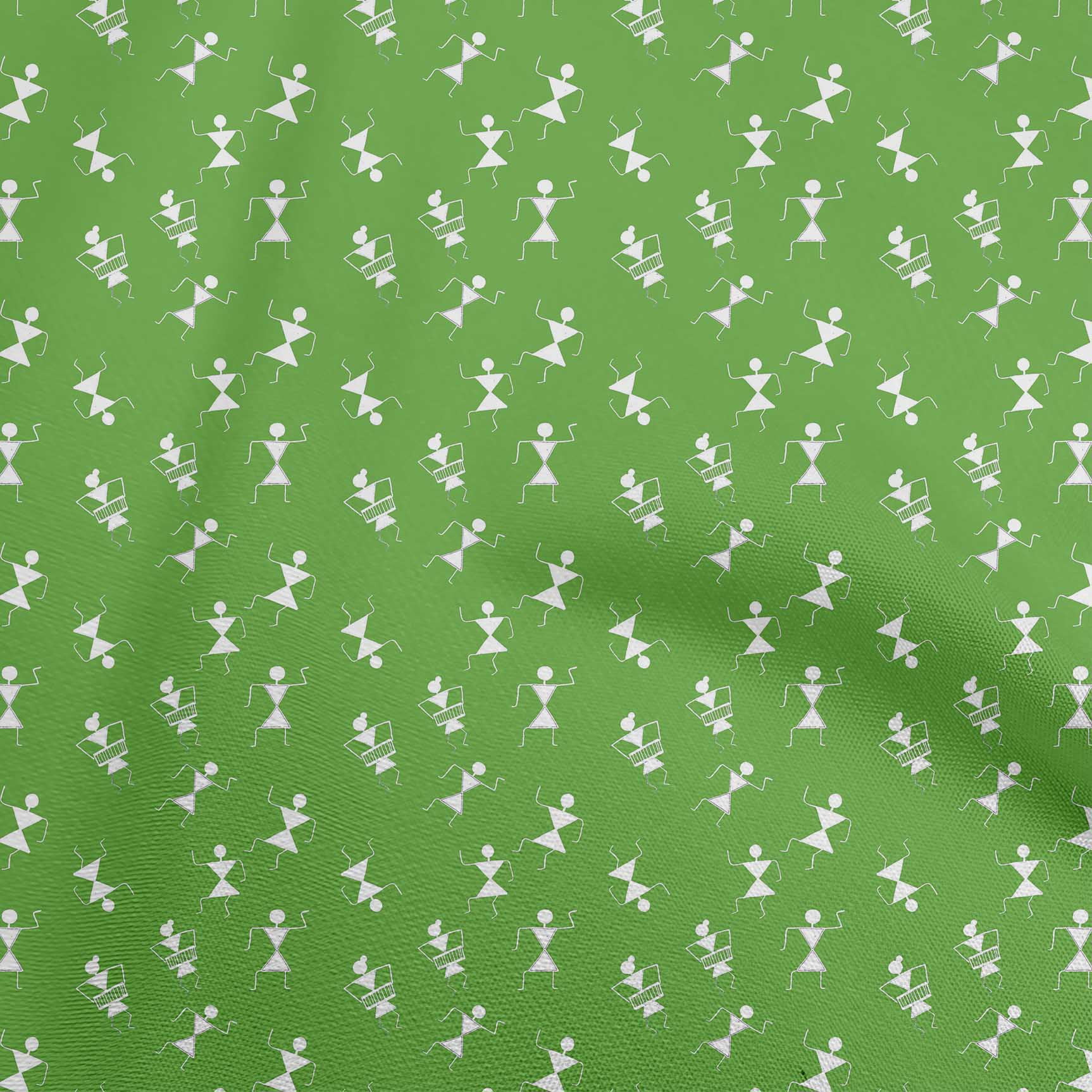 oneOone Polyester Spandex Green Fabric Asian Floral Block Dress ...