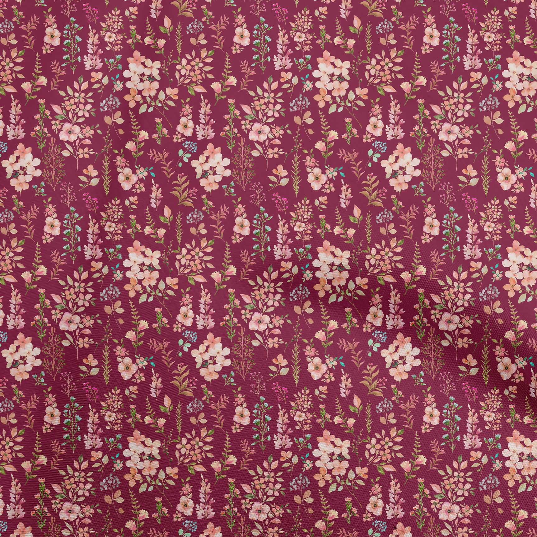oneOone Polyester Spandex Maroon Fabric Florals Sewing Craft Projects ...