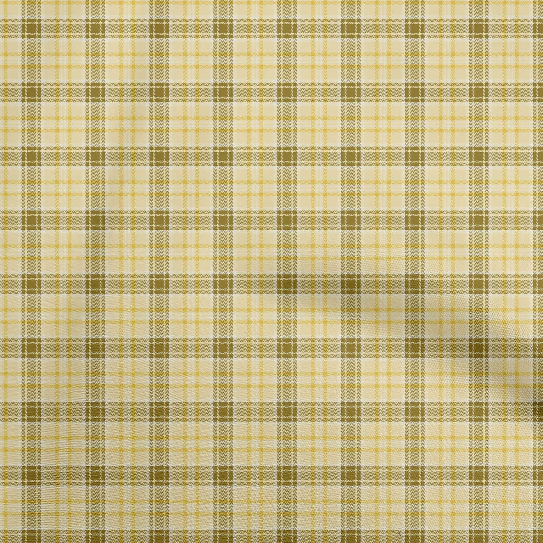 oneOone Polyester Spandex Pale Yellow Fabric Check Diy Clothing ...