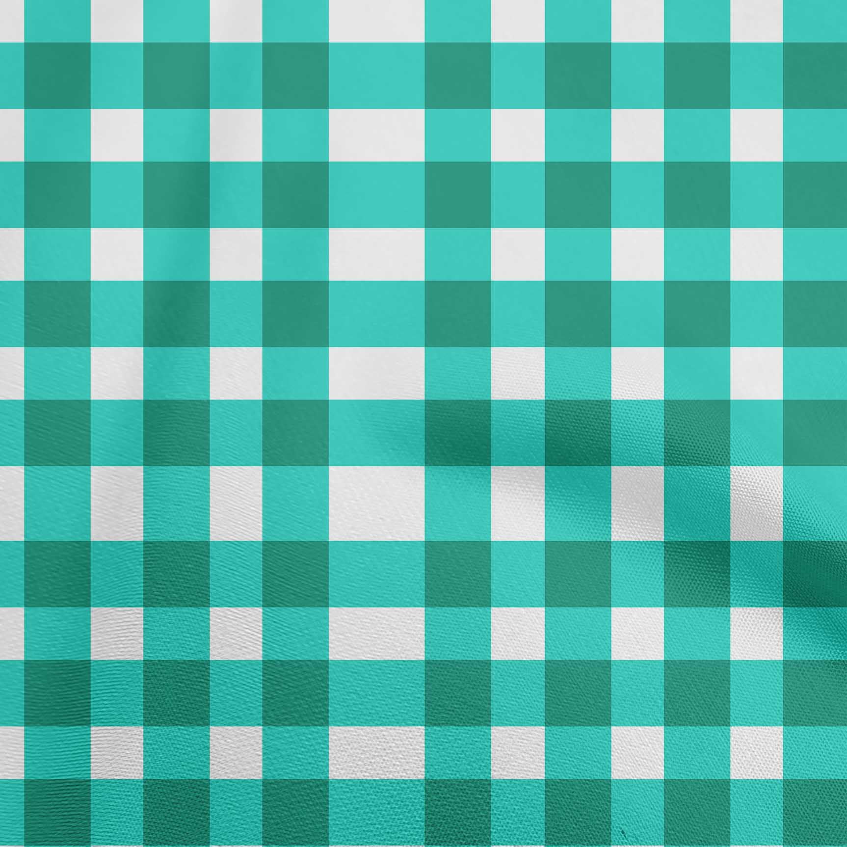 oneOone Polyester Spandex Turquoise Green Fabric Gingham Check Sewing ...