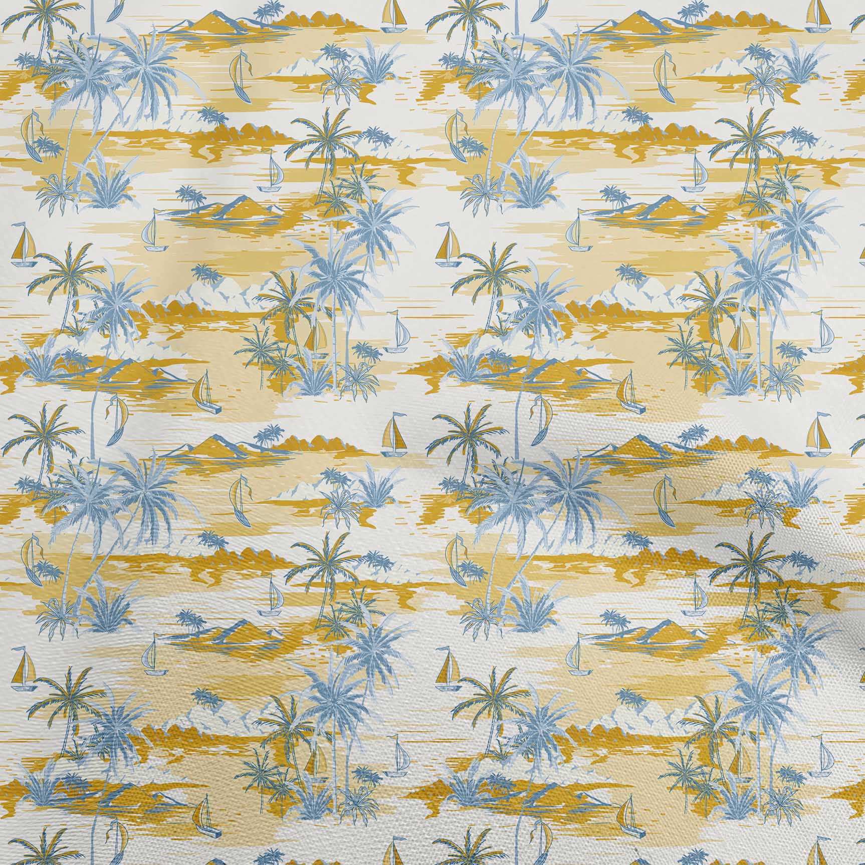 oneOone Polyester Spandex Yellow Fabric Beach Hawai Sewing Material ...