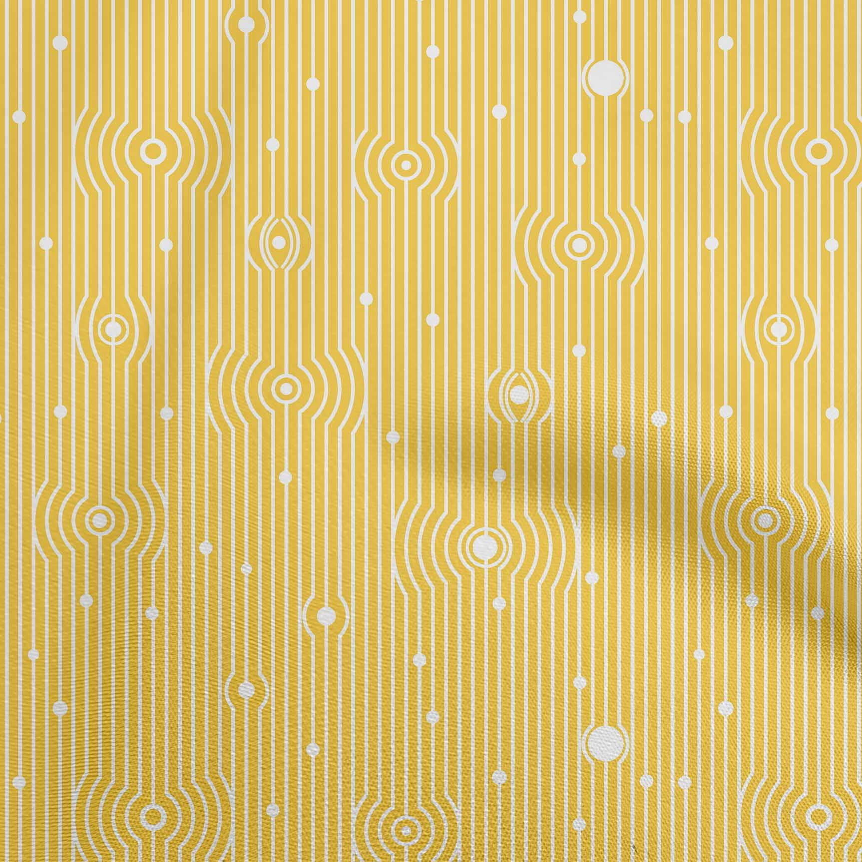 oneOone Polyester Spandex Yellow Fabric Stripes Sewing Material Print ...