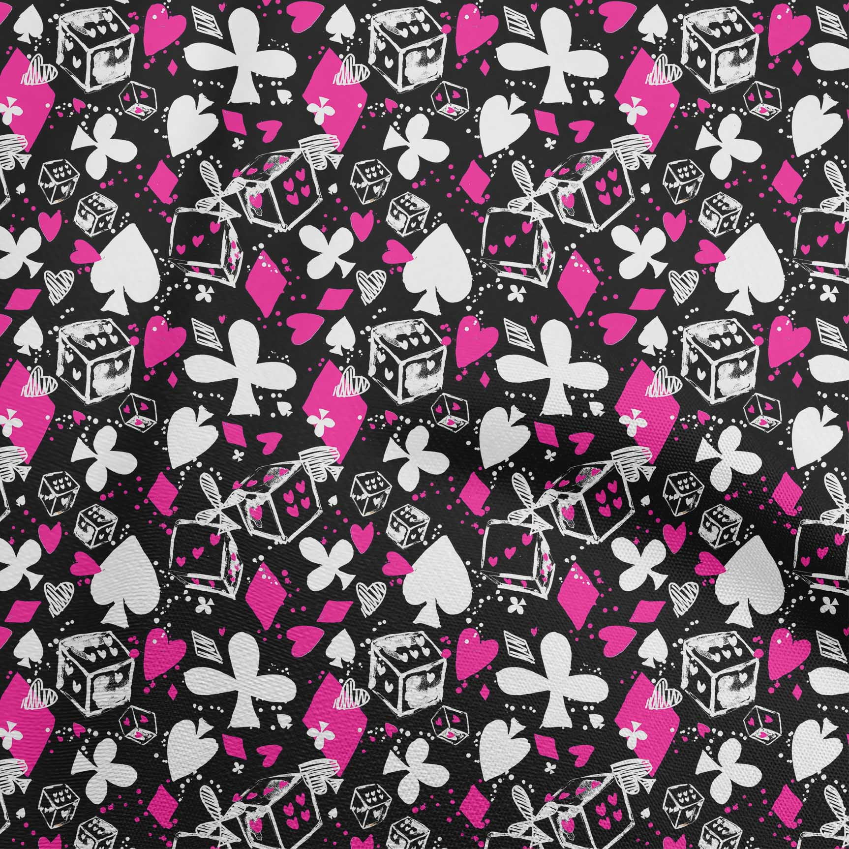 oneOone Rayon Fuschia Pink Fabric Poker Card Sewing Fabric By The Yard ...