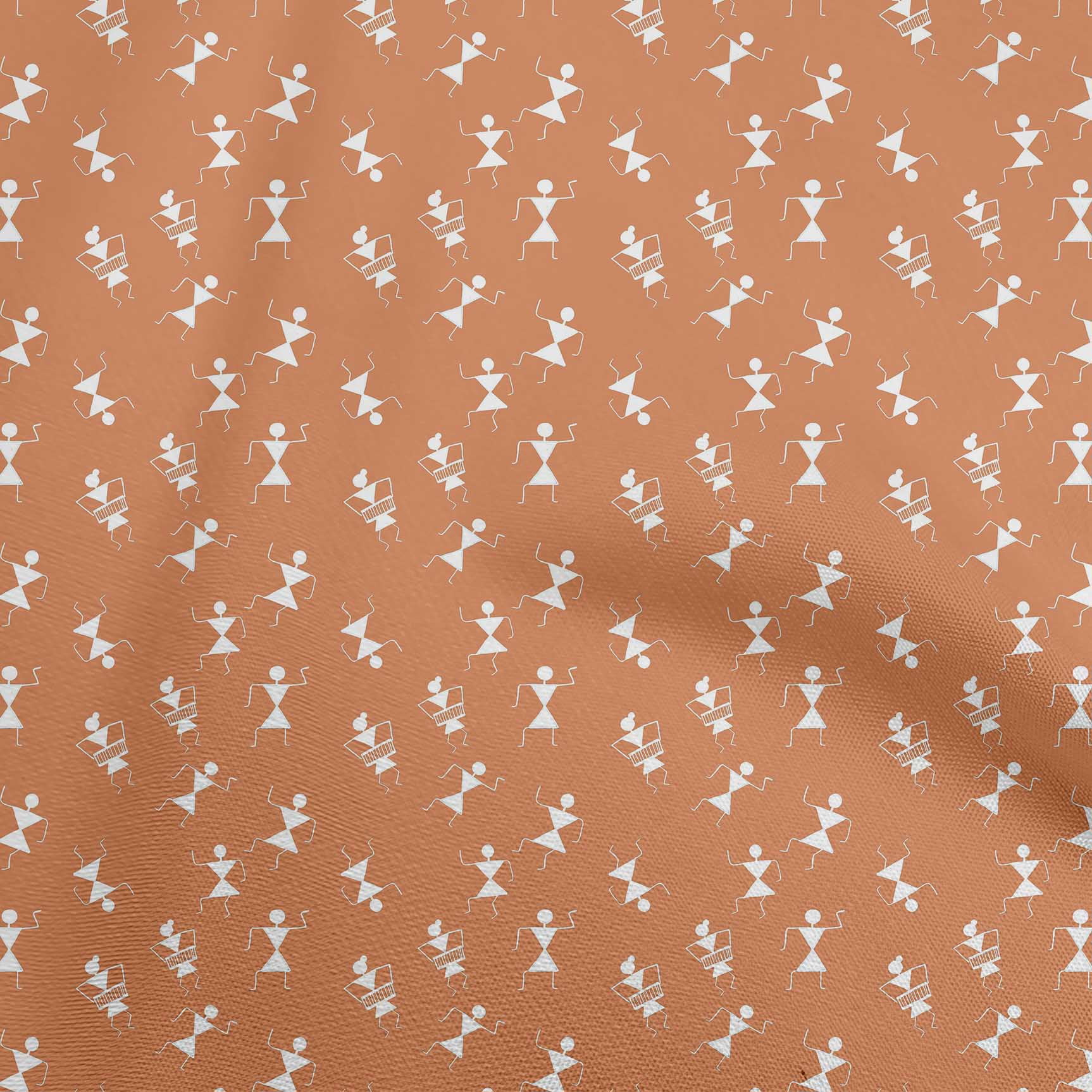 oneOone Rayon Orange Fabric Asian Floral Block Fabric For Sewing ...