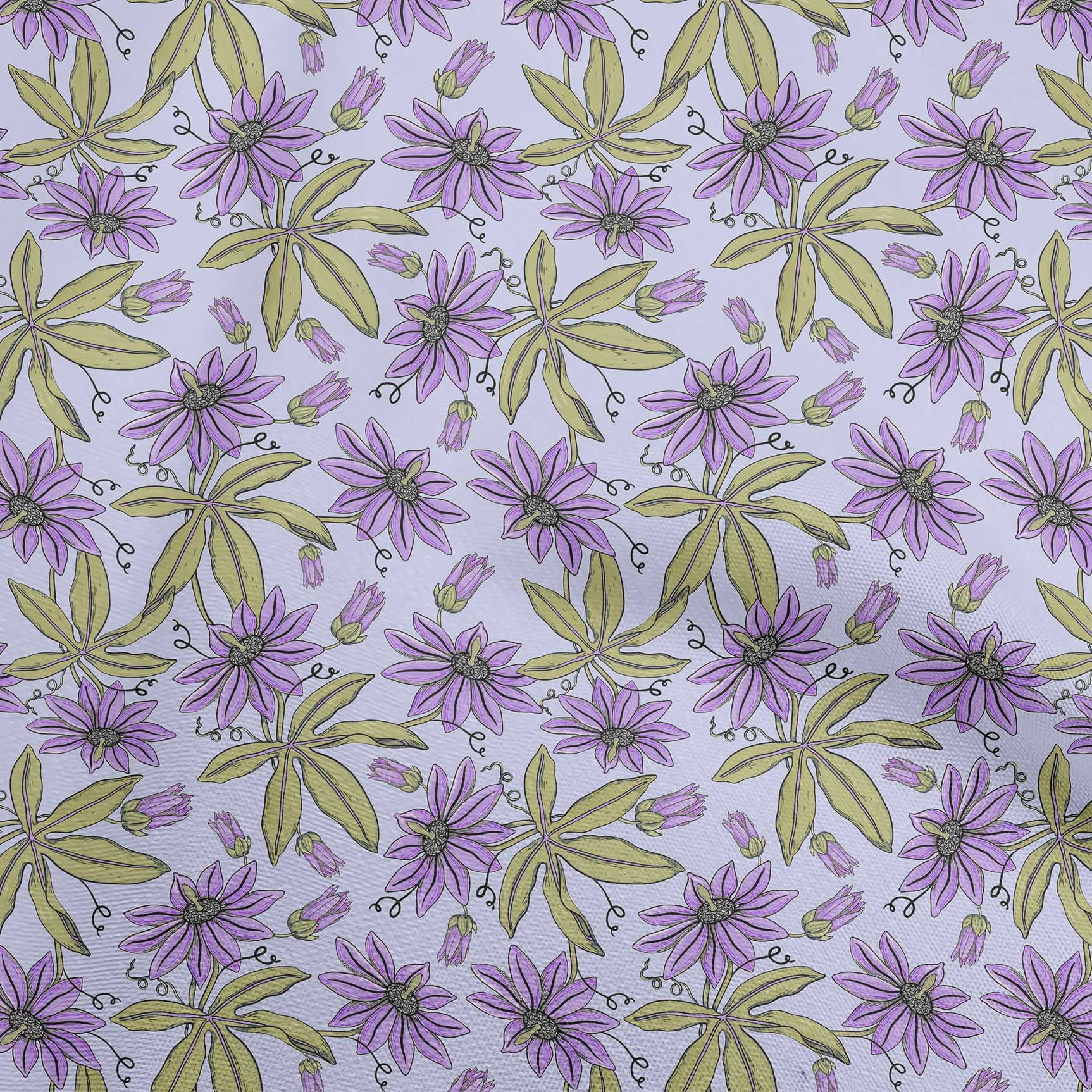 oneOone Rayon Purple Fabric Floral Sewing Material Print Fabric By The ...