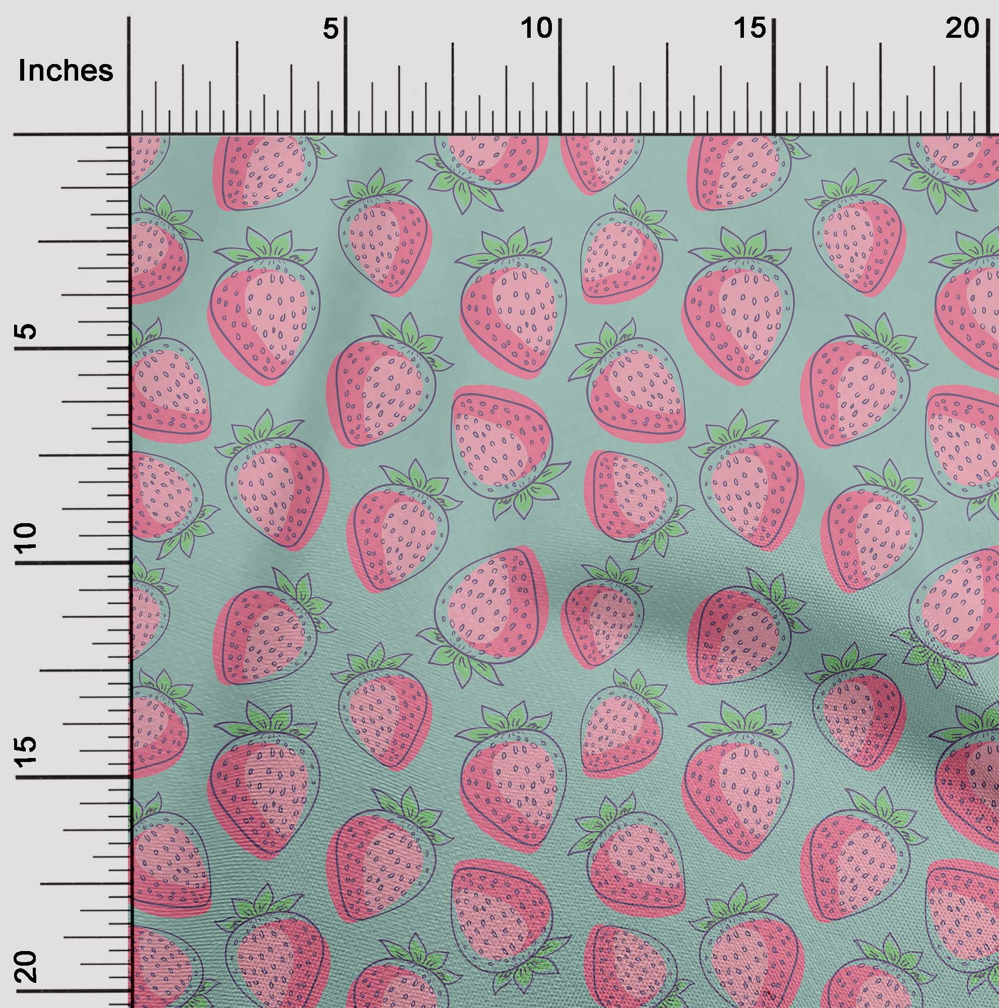 oneOone Silk Tabby Aquamarine Fabric Strawberry Fruit Diy Clothing ...
