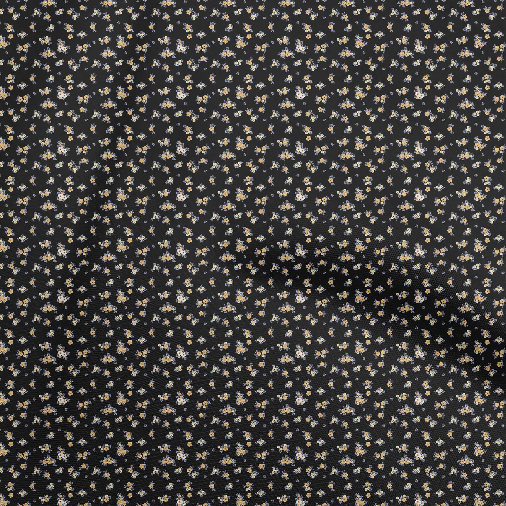 oneOone Silk Tabby Black Fabric Floral Diy Clothing Quilting Fabric ...