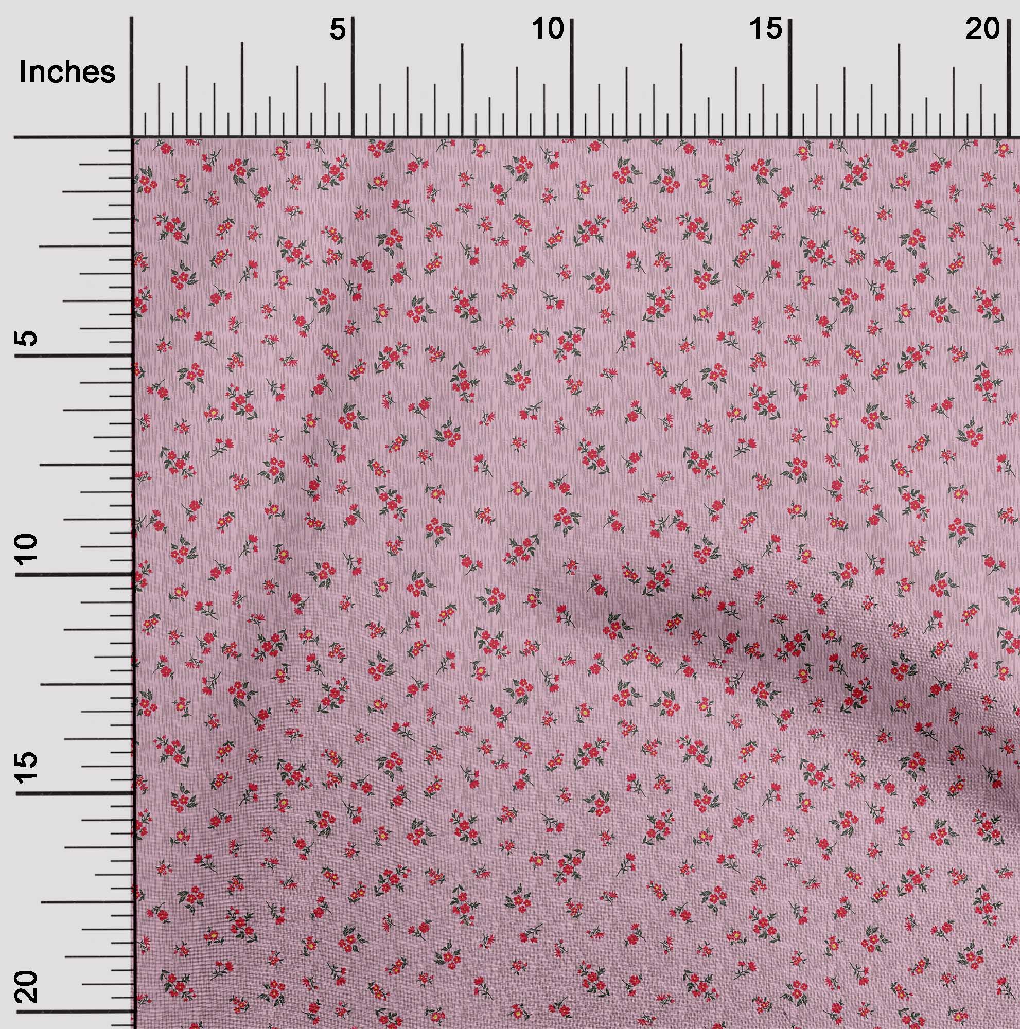 oneOone Silk Tabby Blush Pink Fabric Leaves & Floral Artistic Quilting ...