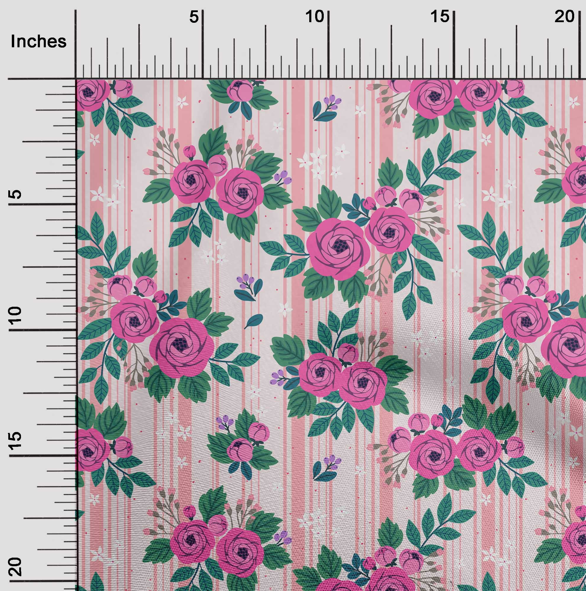 oneOone Silk Tabby Blush Pink Fabric Leaves & Rose Sewing Material ...