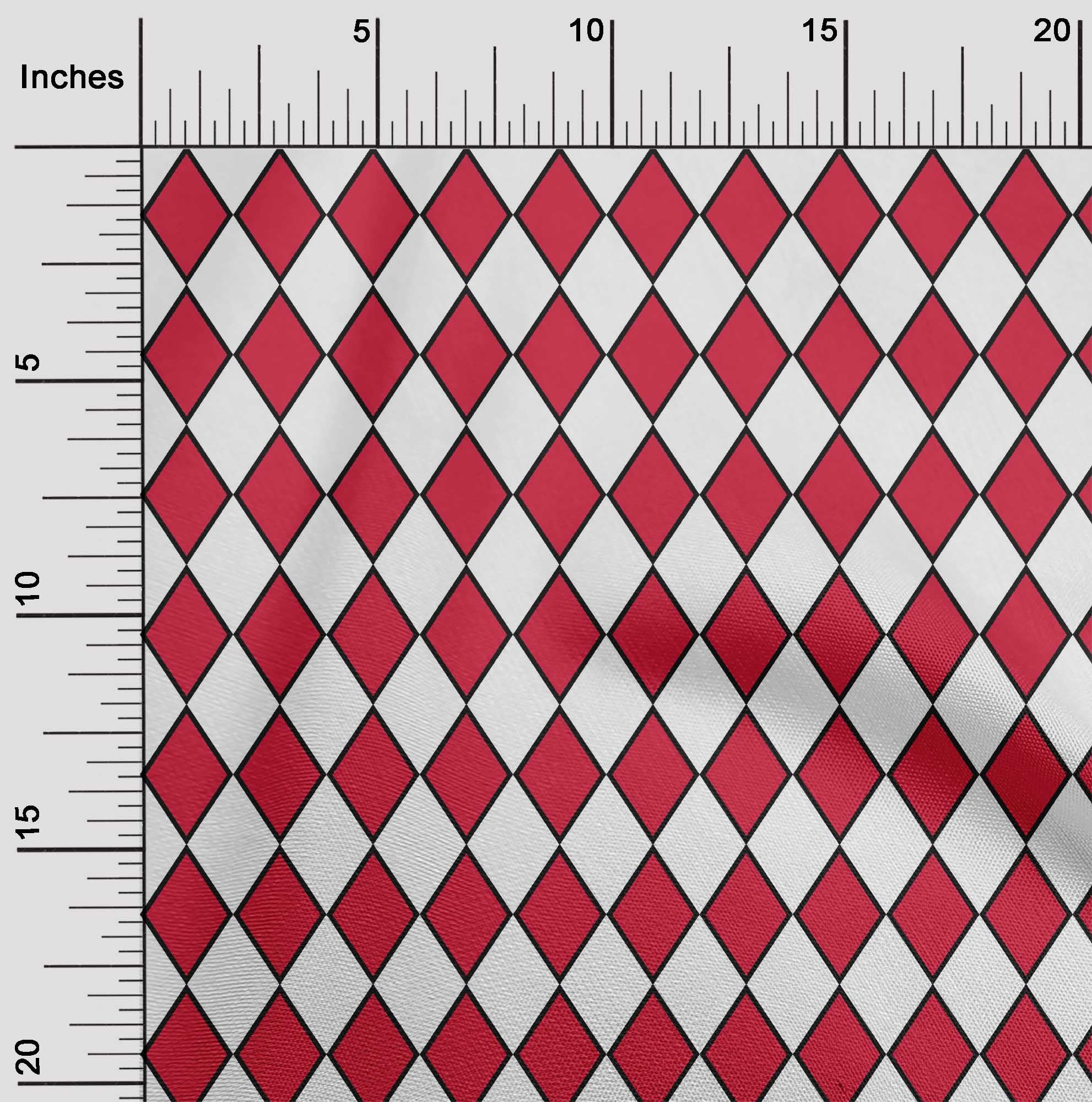 oneOone Silk Tabby Bright Red Fabric Argyle Check Craft Projects Decor ...