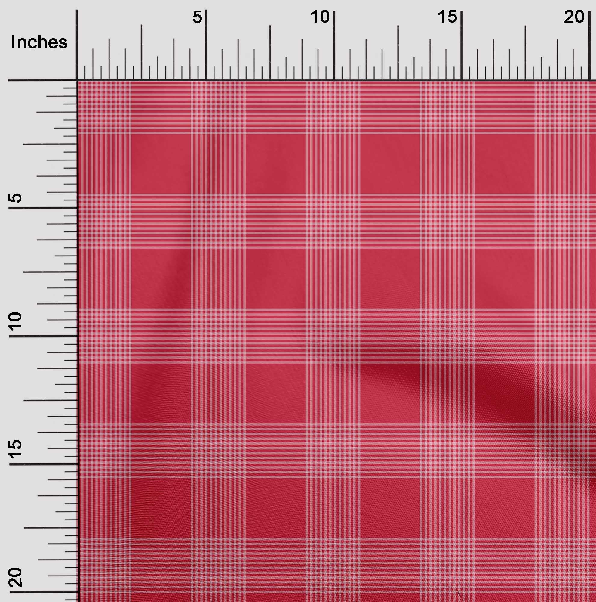 oneOone Silk Tabby Bright Red Fabric Gingham Check Dress Material ...