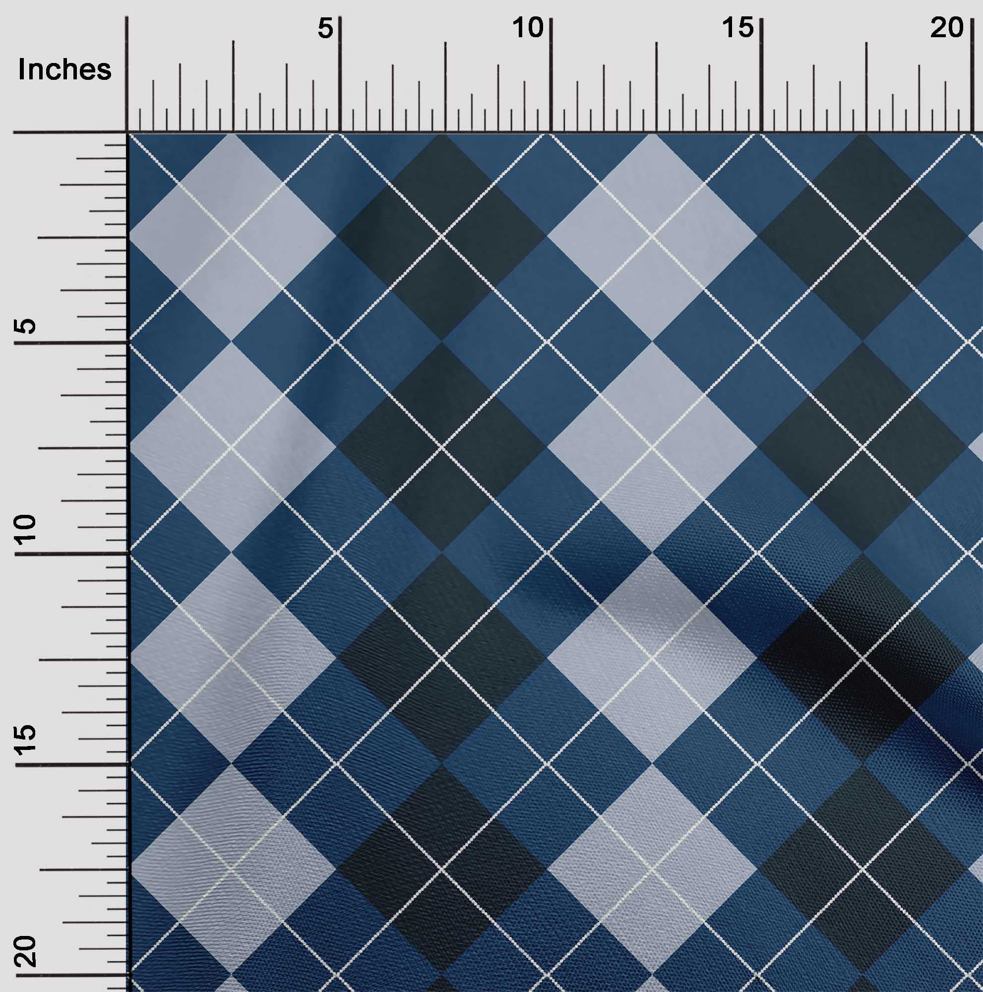 oneOone Silk Tabby Dark Navy Blue Fabric Argyle Check Diy Clothing ...