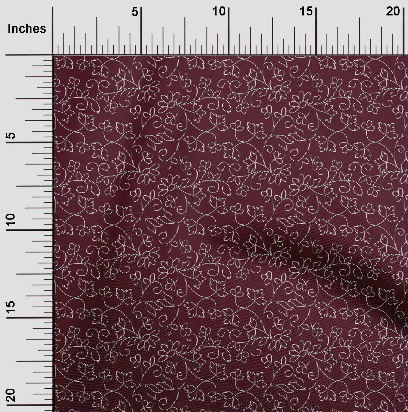 oneOone Silk Tabby Fabric Artistic Floral Sashiko Print Fabric by Yard ...