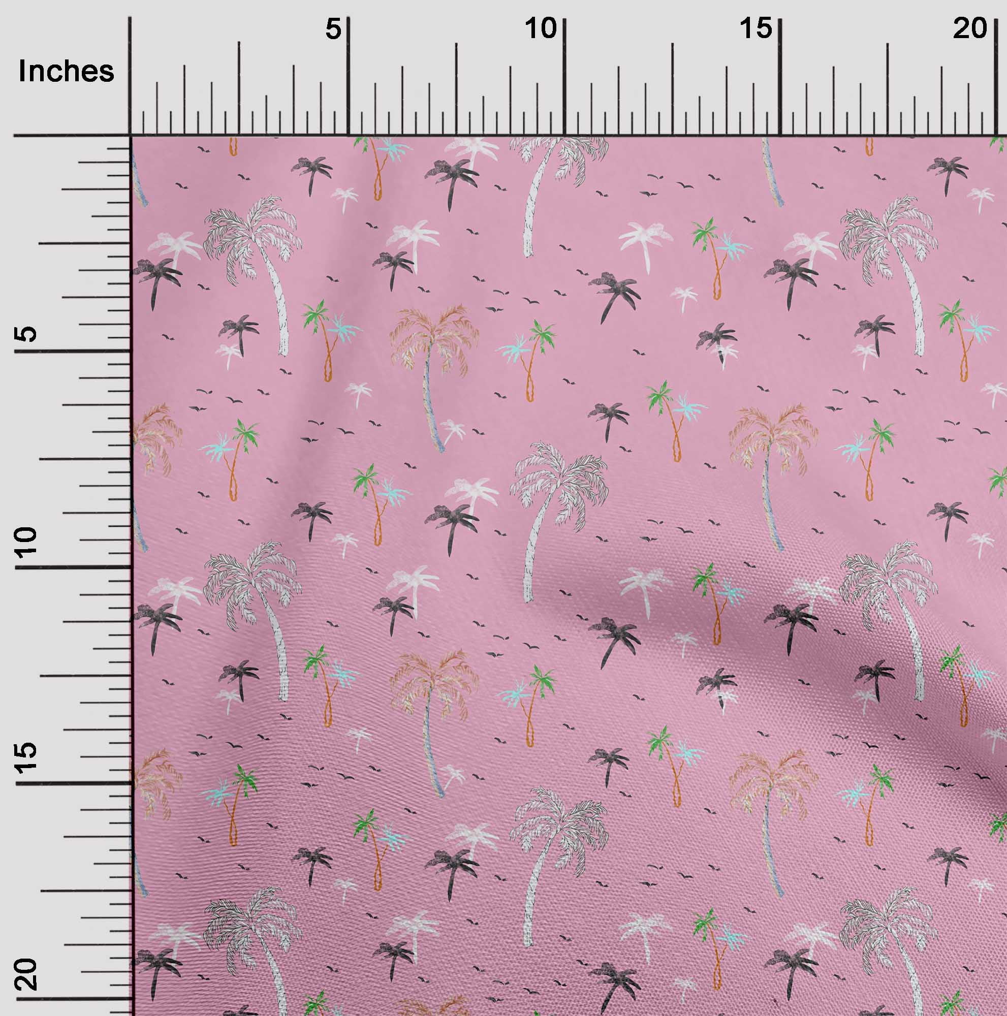oneOone Silk Tabby Fabric Bird & Palm Tree Print Fabric By The Yard 42 ...