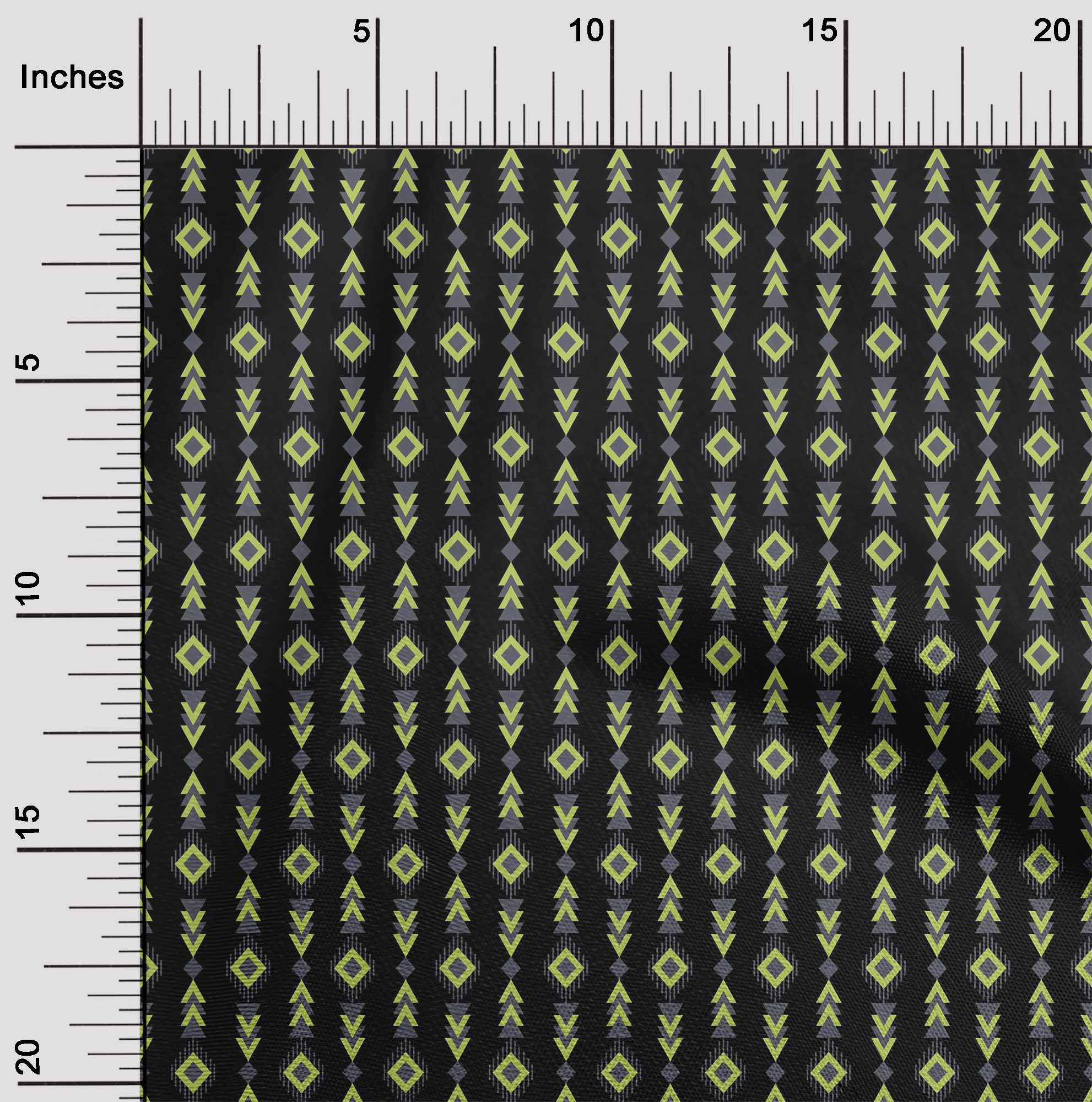 oneOone Silk Tabby Fabric Diamond & Triangle Geometric Print Fabric By ...