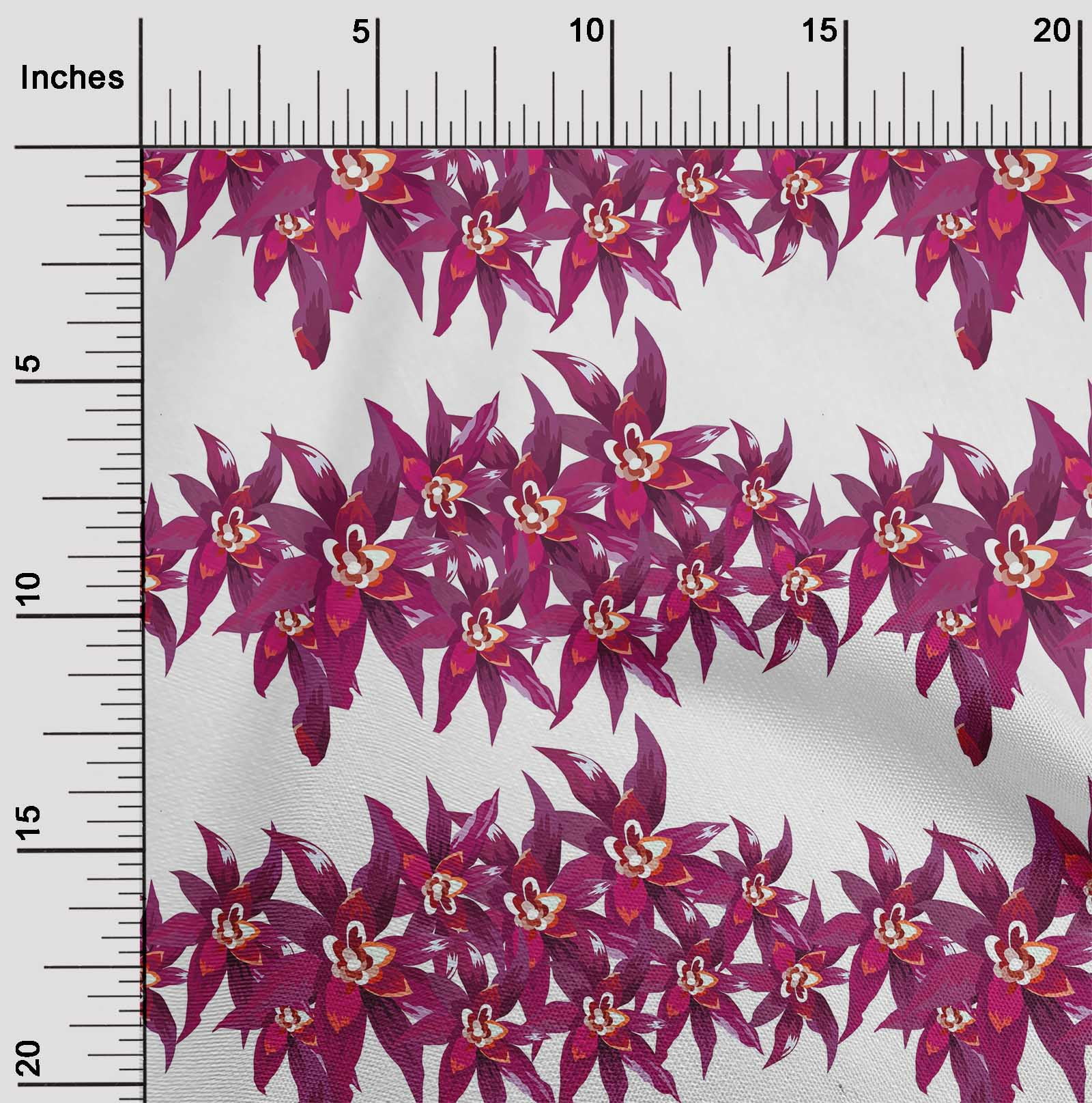 oneOone Silk Tabby Fabric Flower Artistic Print Fabric By The Yard 42 ...