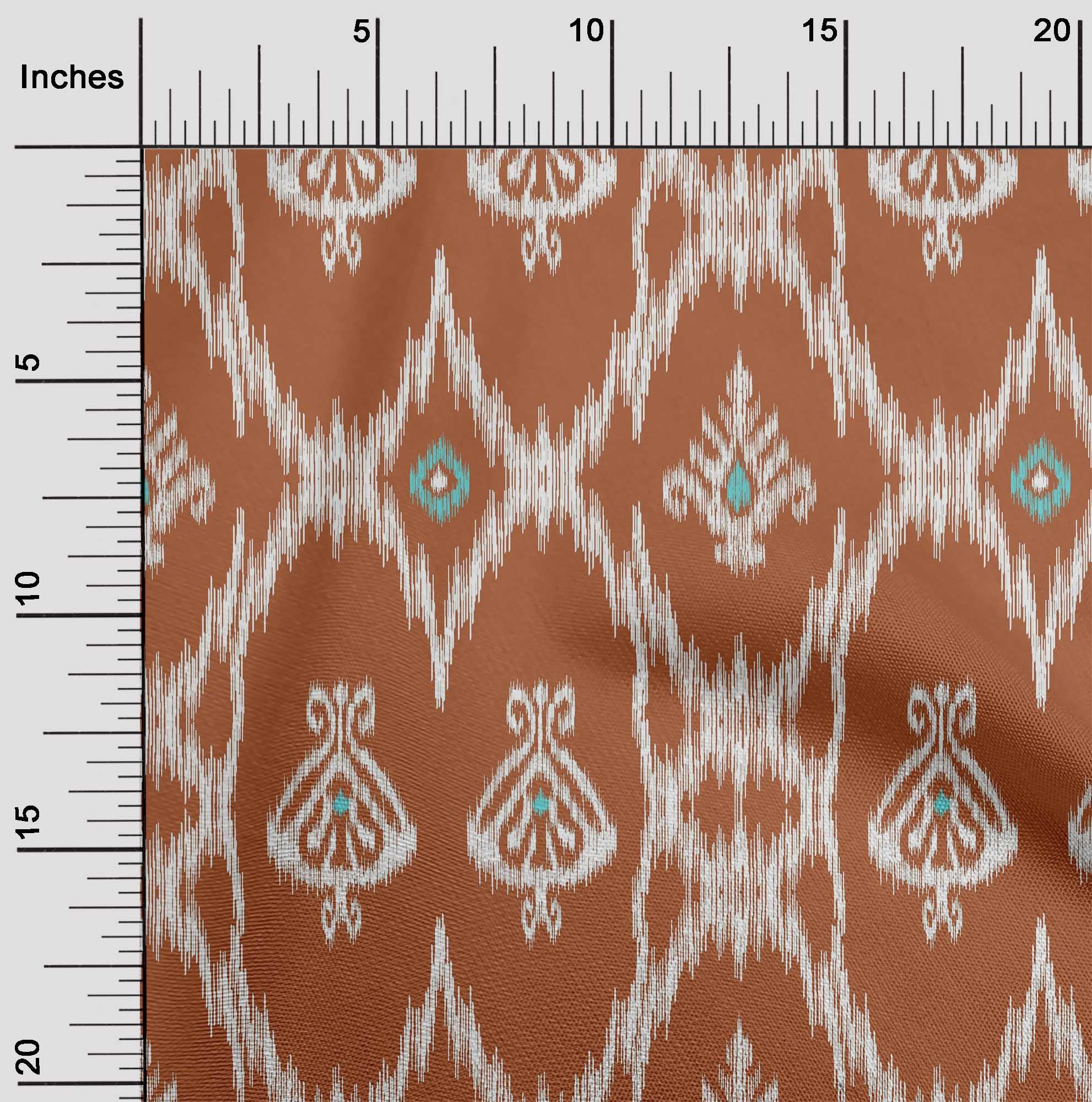 oneOone Silk Tabby Fabric Geometric Ikat Print Fabric By Yard 42 Inch ...