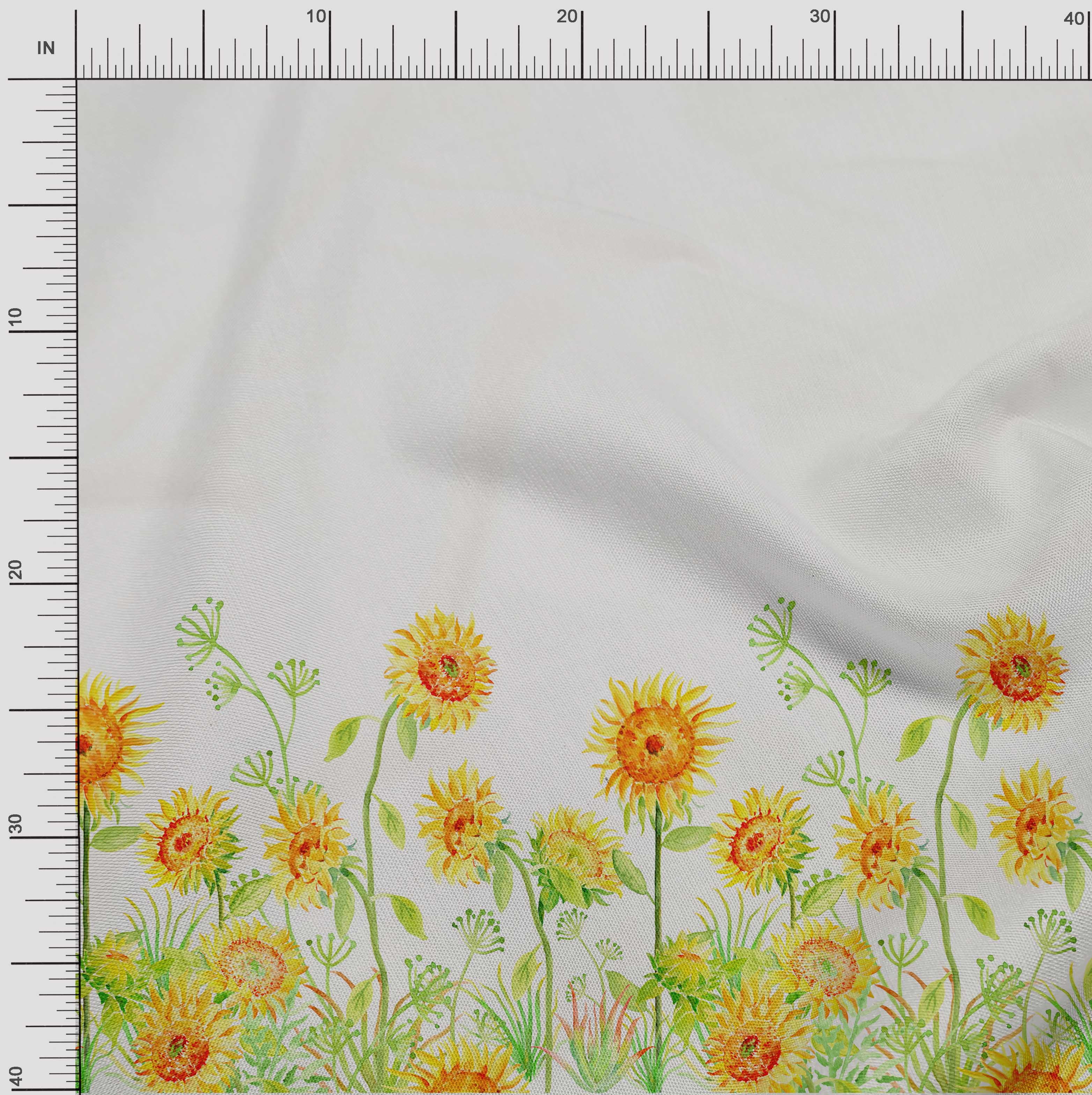 oneOone Silk Tabby Fabric Leaves & Flower Panel Printed Fabric 1 Yard ...