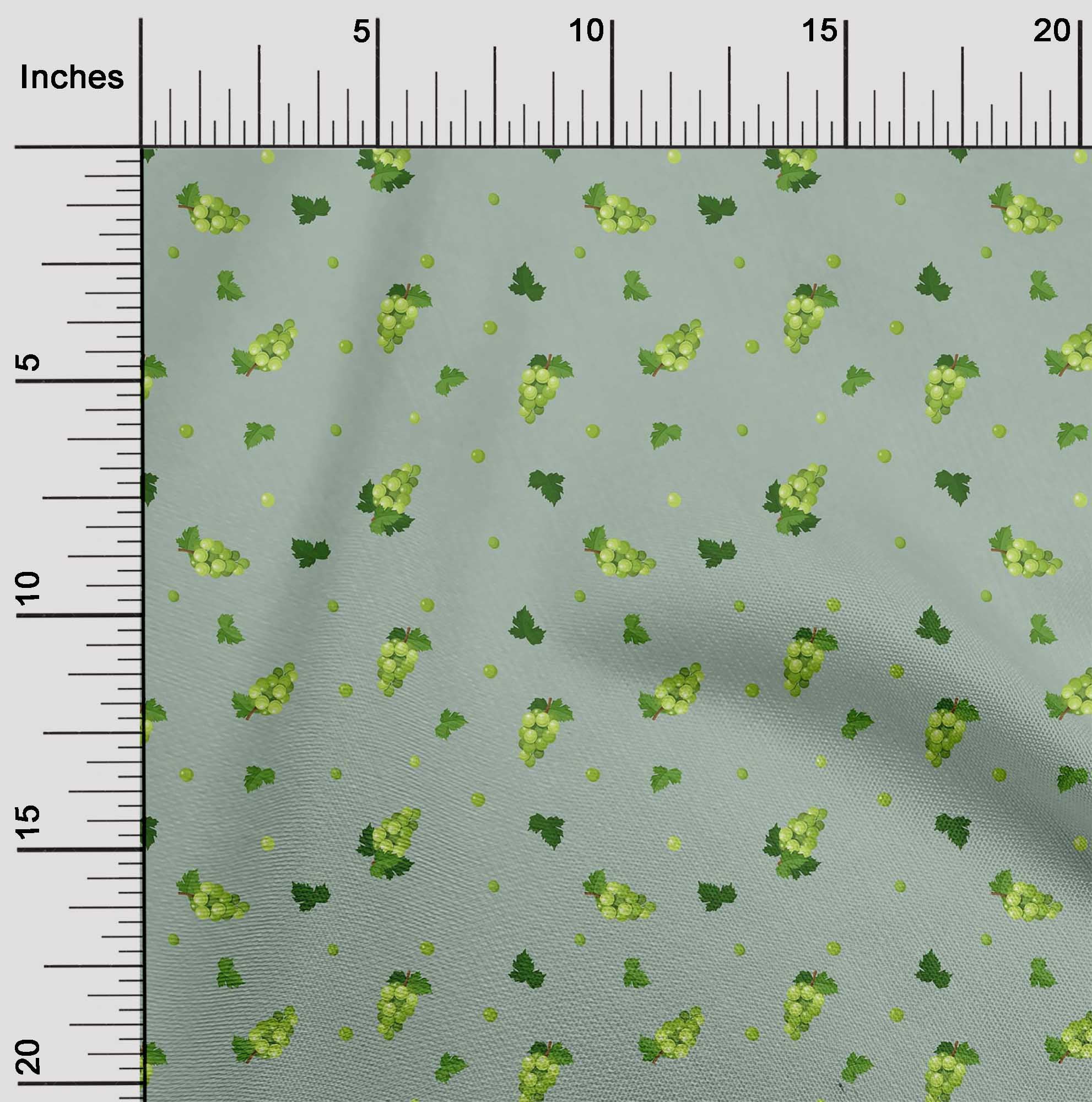 oneOone Silk Tabby Fabric Leaves & Grapes Fruits Print Fabric BTY 42 ...