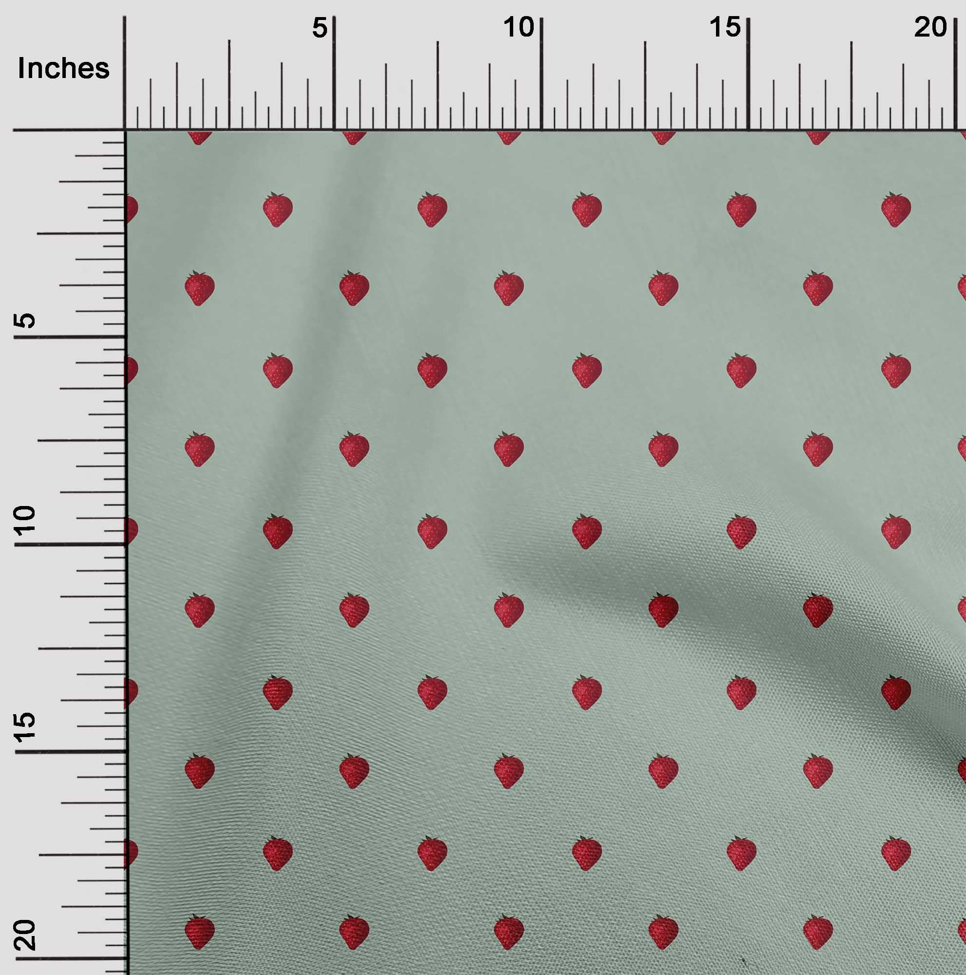 oneOone Silk Tabby Fabric Strawberry Fruit Printed Fabric 1 Yard 42 ...