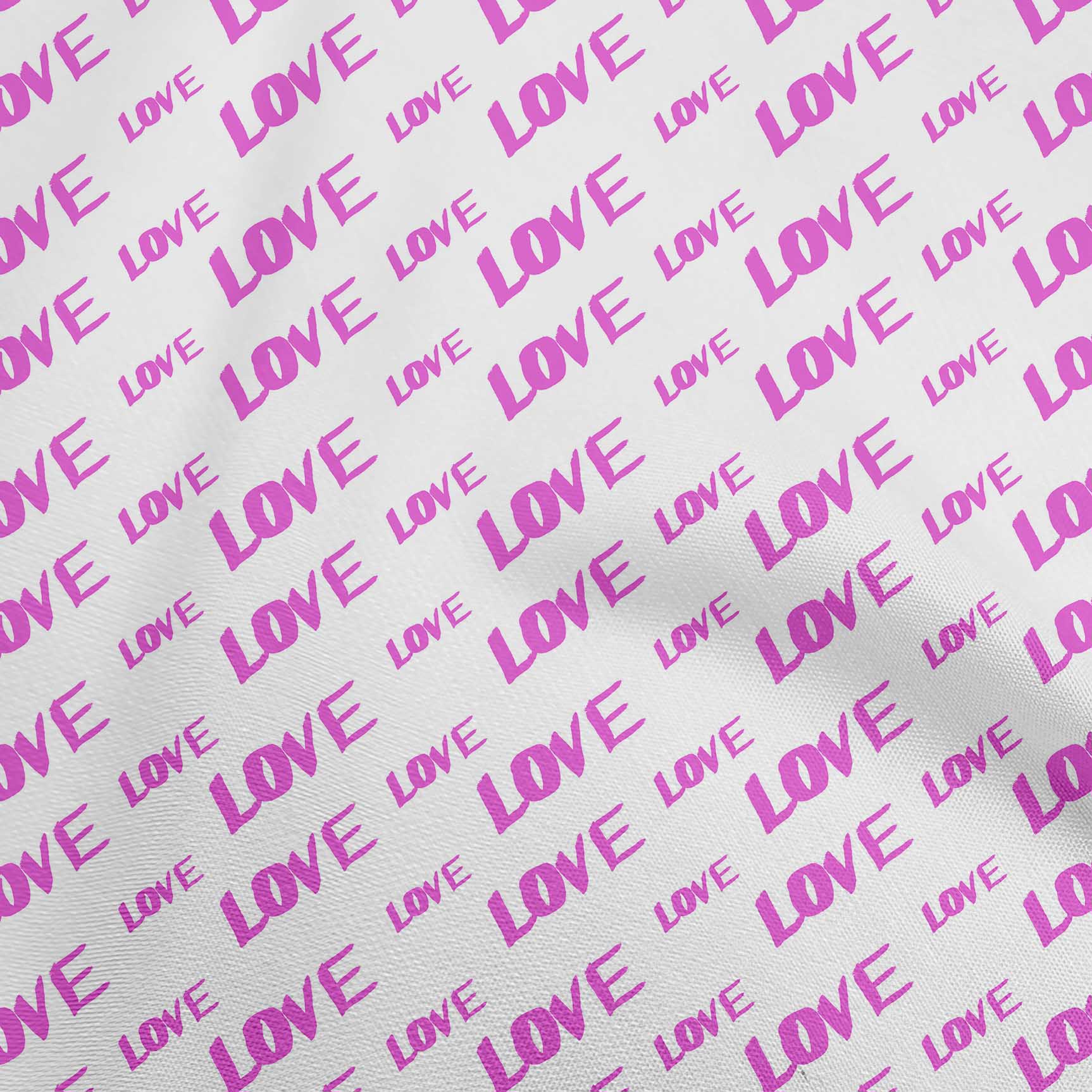 oneOone Silk Tabby Fuschia Pink Fabric Writing Love Dress Material ...