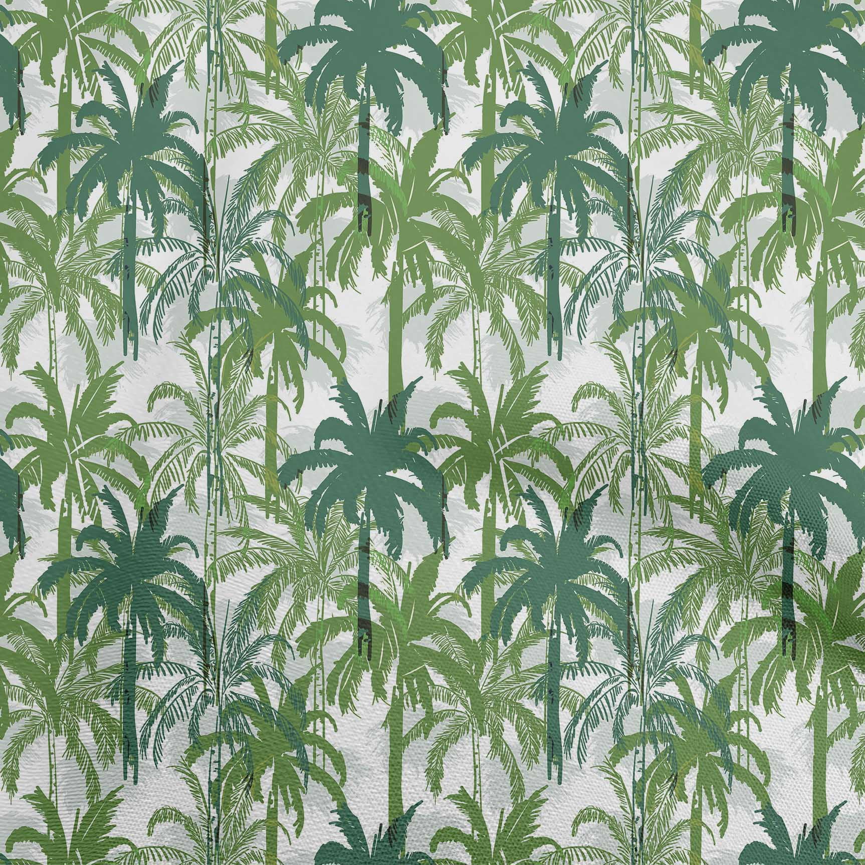 oneOone Silk Tabby Green Fabric Tropical Palm Tree Dress Material ...