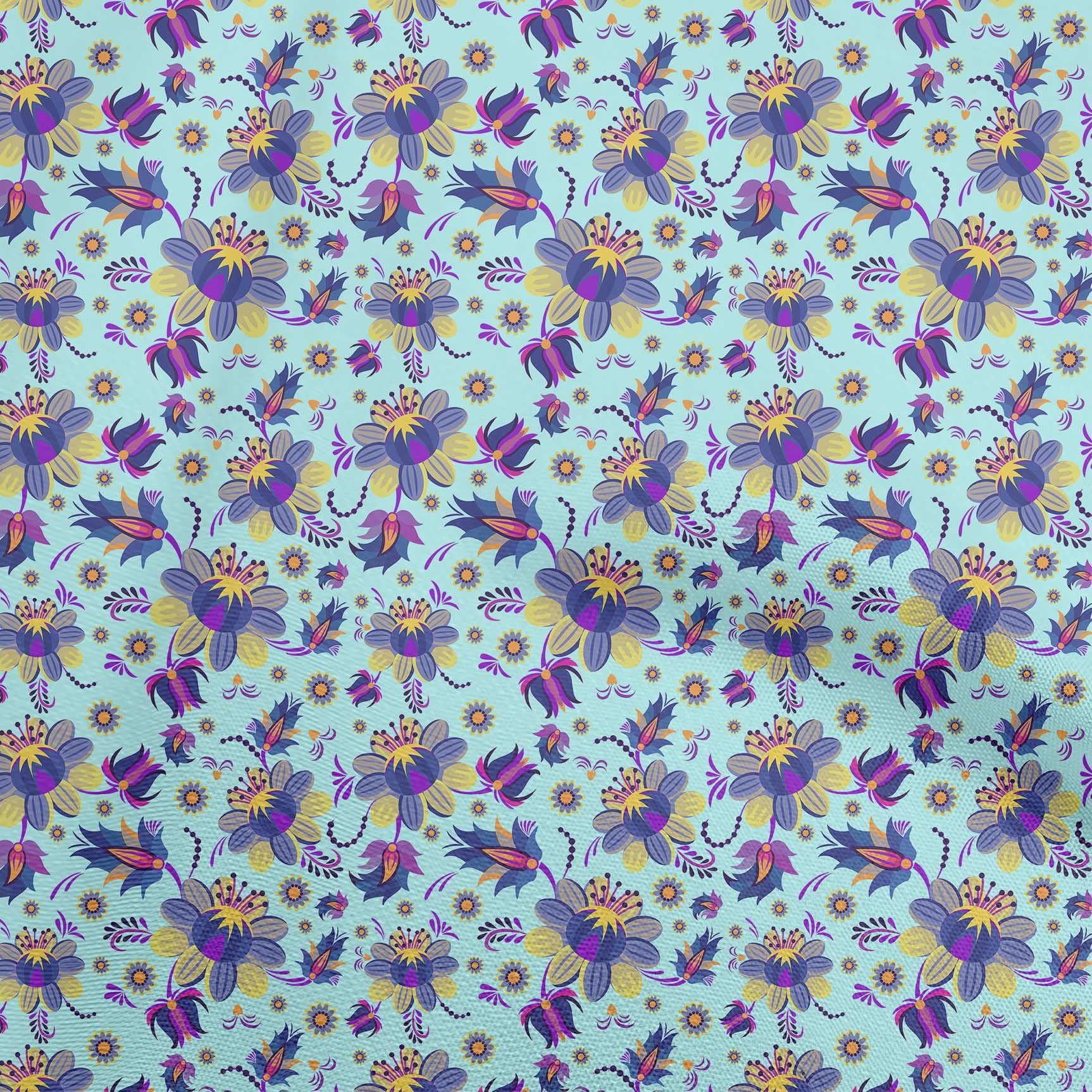 oneOone Silk Tabby Light Blue Fabric Asian Suzani Fabric For Sewing ...