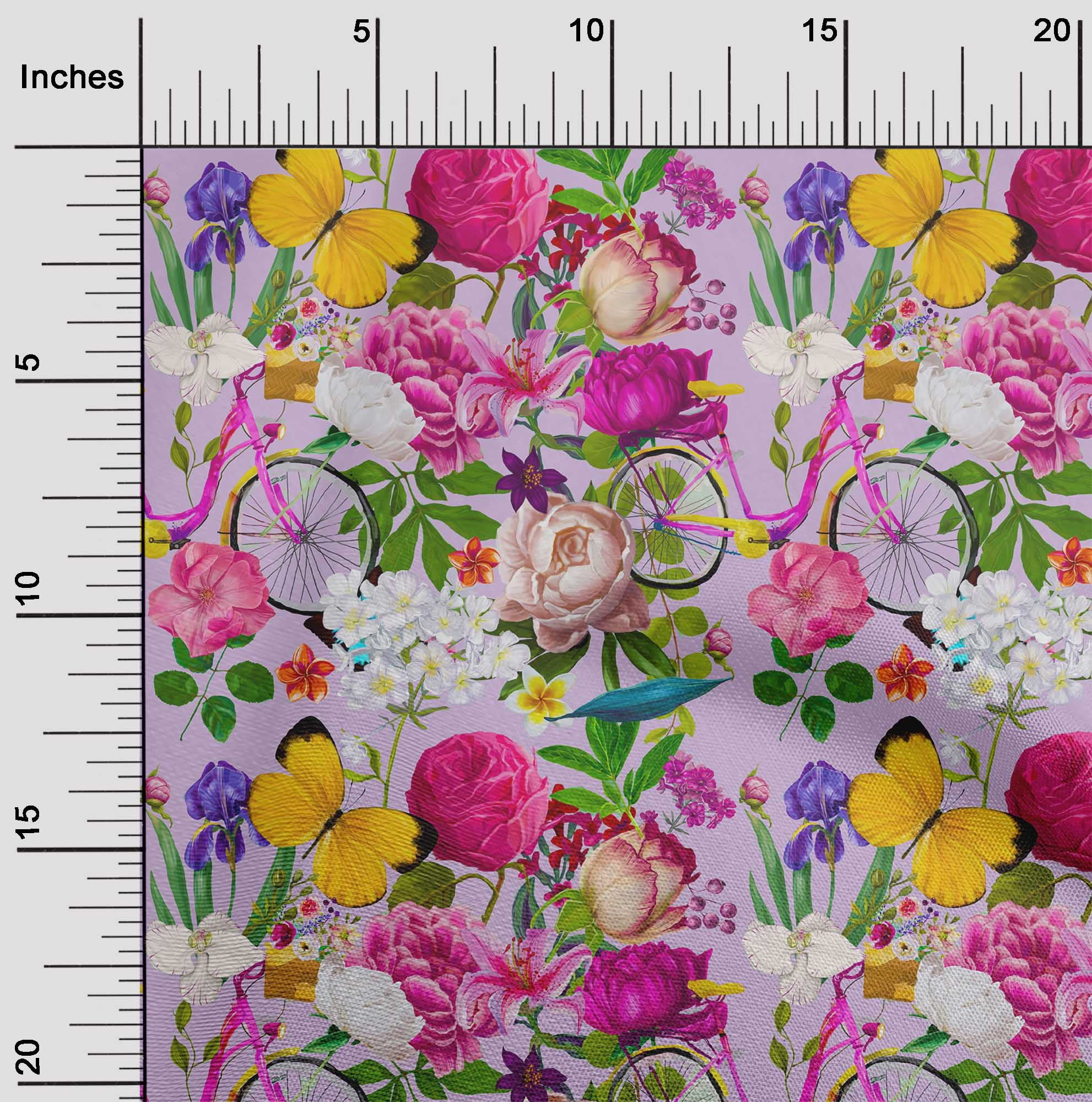 oneOone Silk Tabby Light Purple Fabric Bicycle|Insect & Rose Floral ...