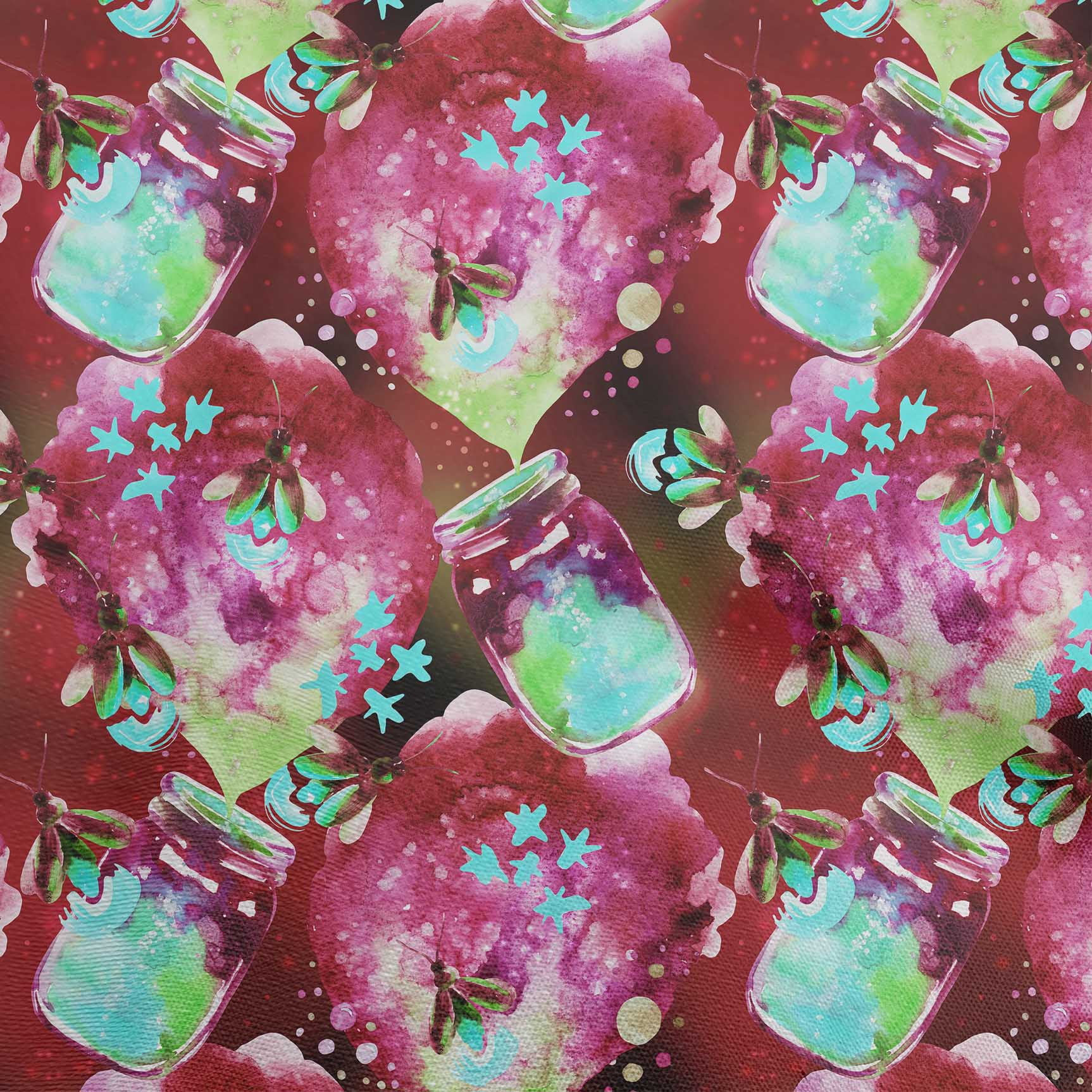 oneOone Silk Tabby Maroon Fabric Watercolor Fabric For Sewing Printed ...