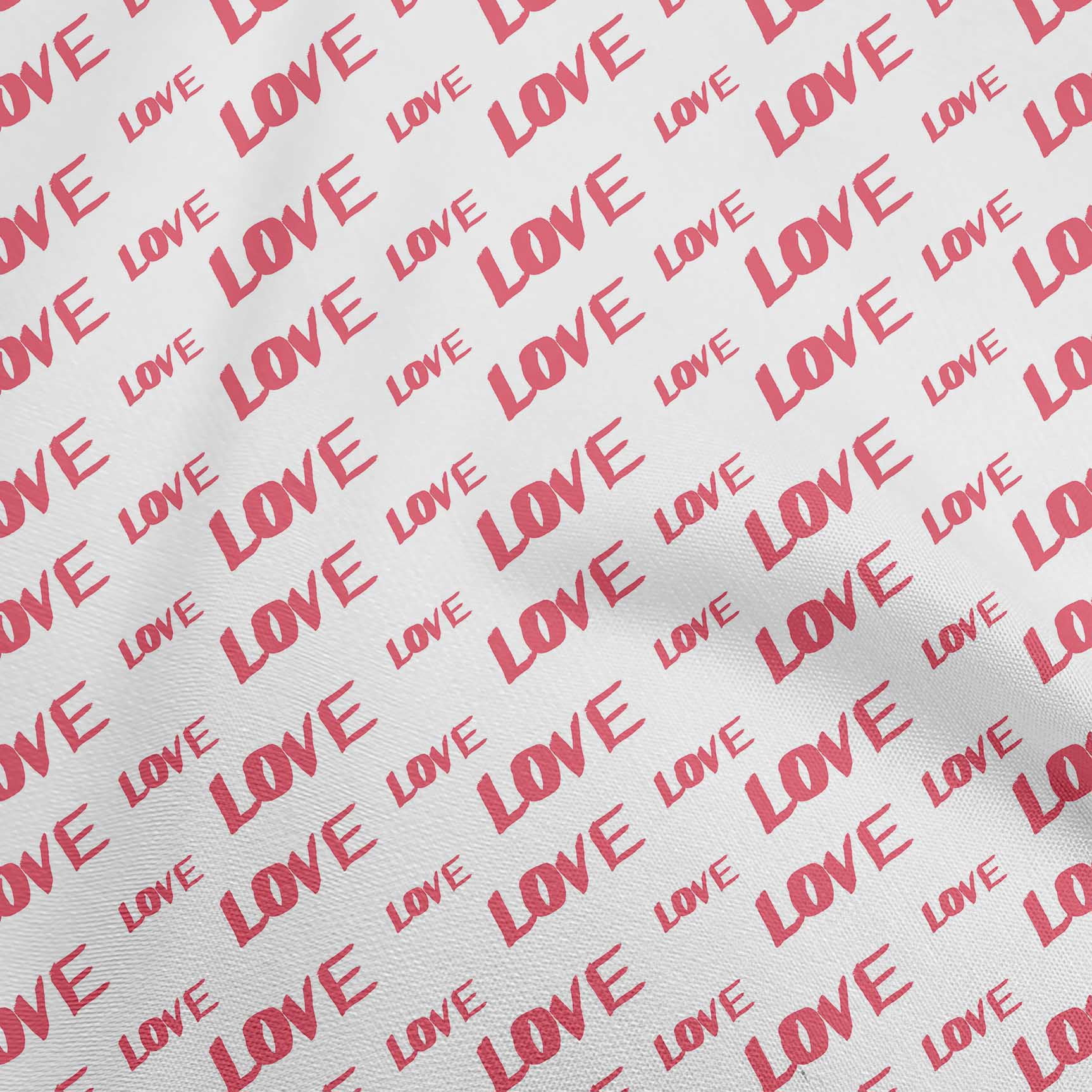 oneOone Silk Tabby Red Fabric Writing Love Sewing Fabric By The Yard ...