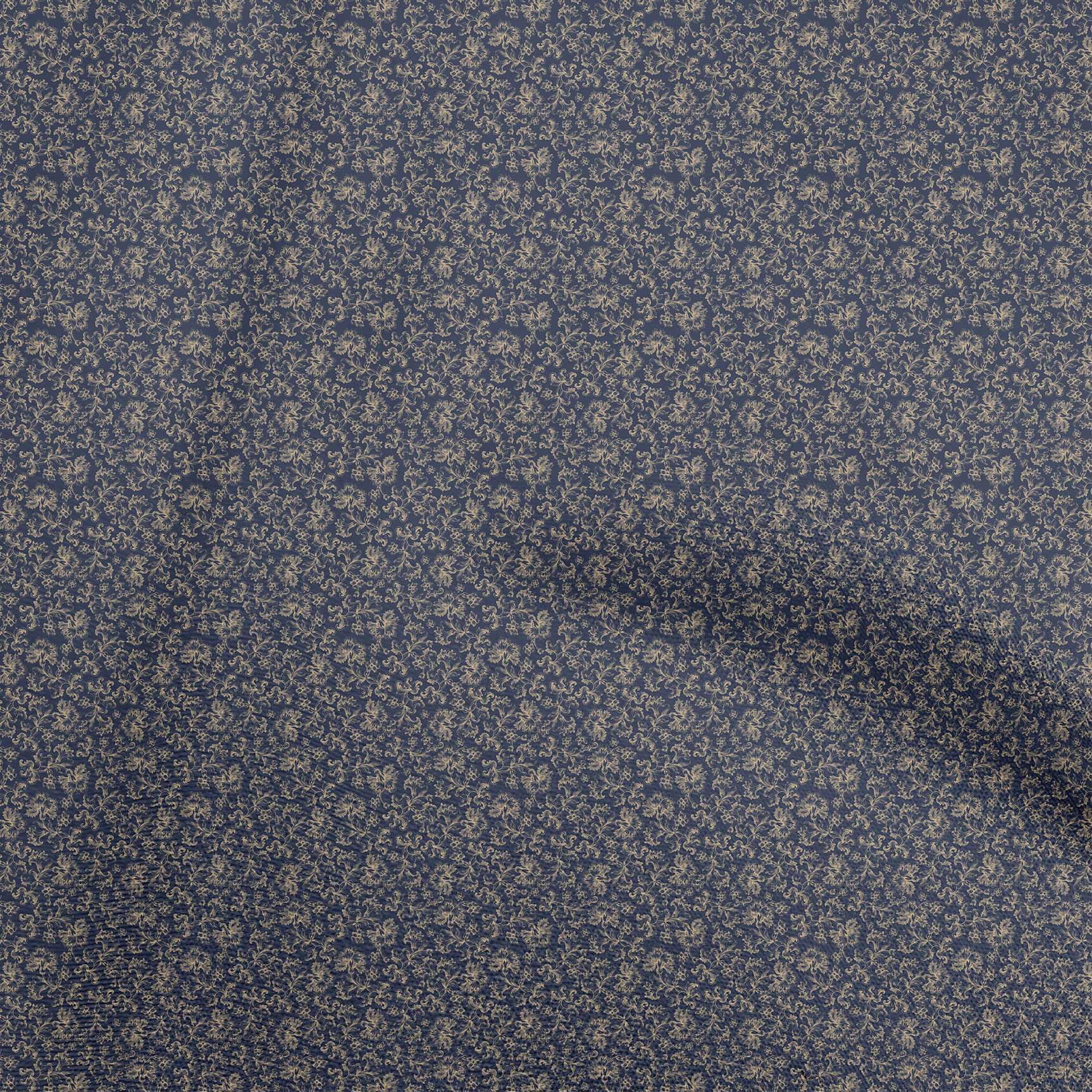 oneOone Velvet Blue Fabric Toile Sewing Material Print Fabric By The ...