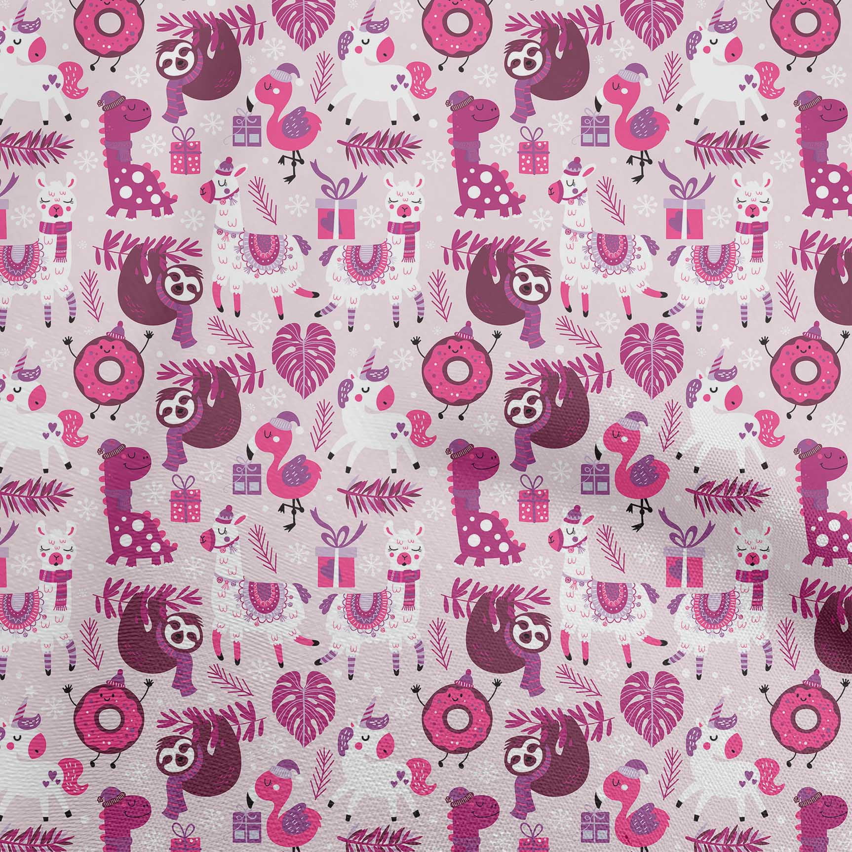 oneOone Velvet Blush Pink Fabric Cute Animal Dress Material Fabric ...