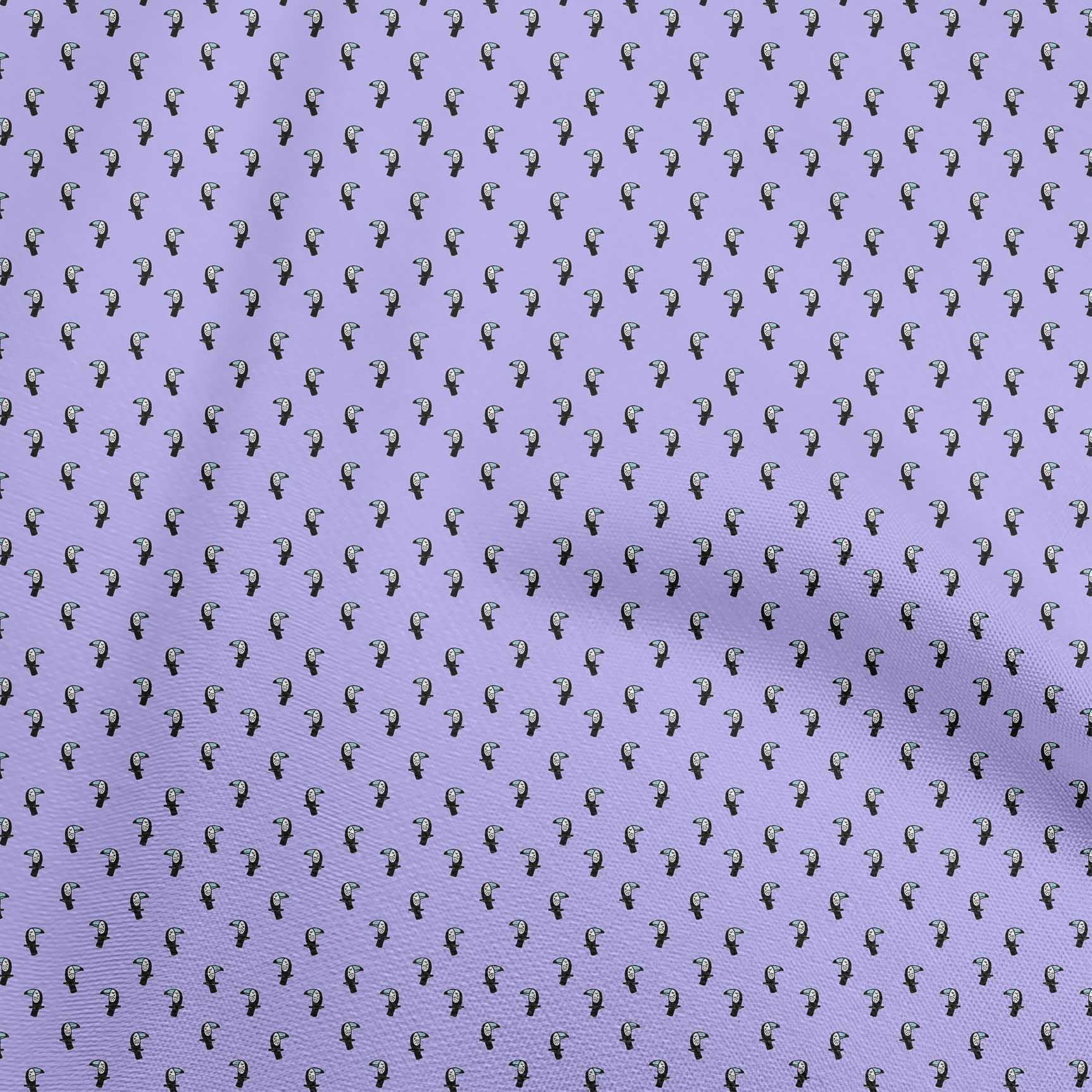 oneOone Velvet Medium Purple Fabric Toucan Sewing Material Print Fabric ...