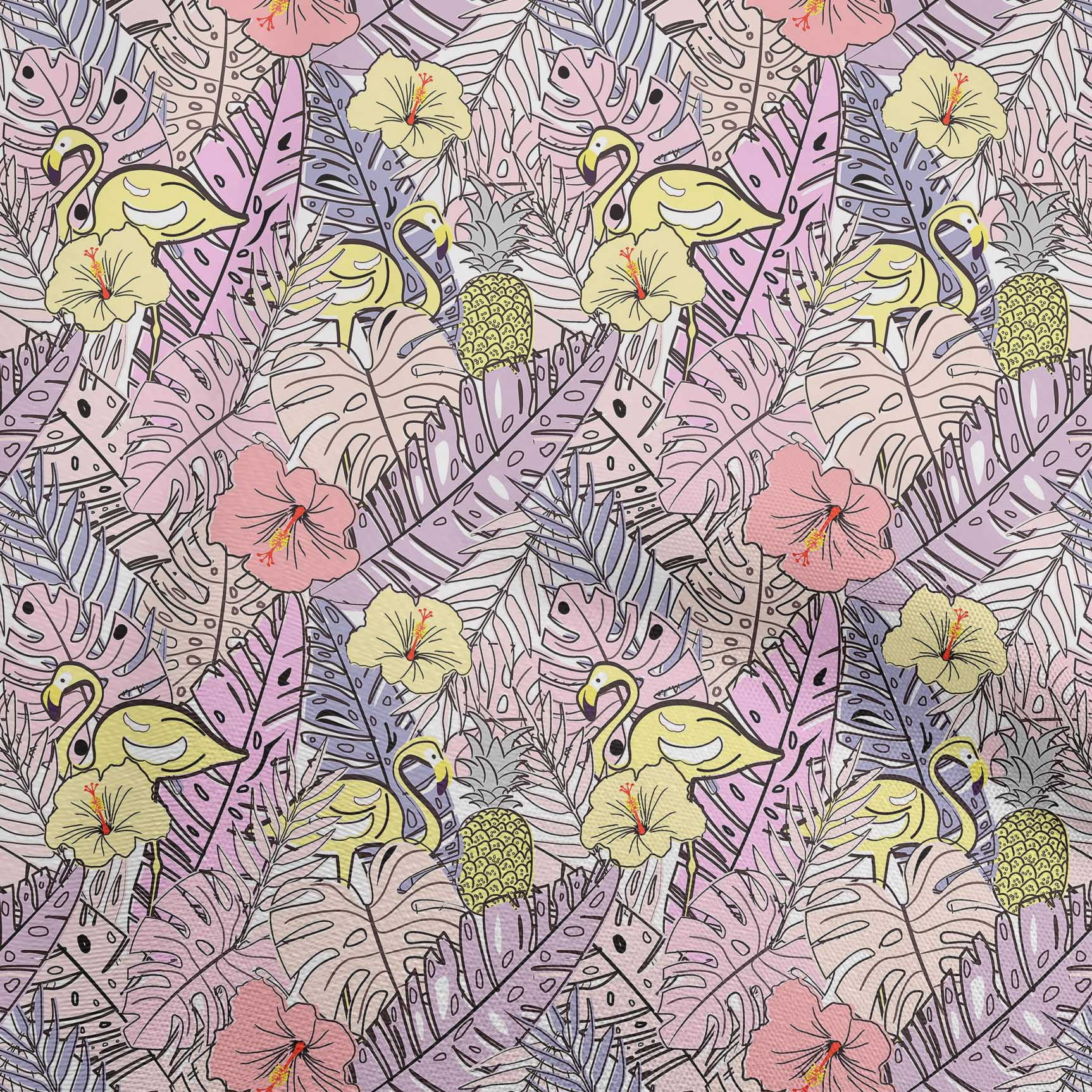 oneOone Velvet Medium Purple Fabric Tropical Flamingo Dress Material ...