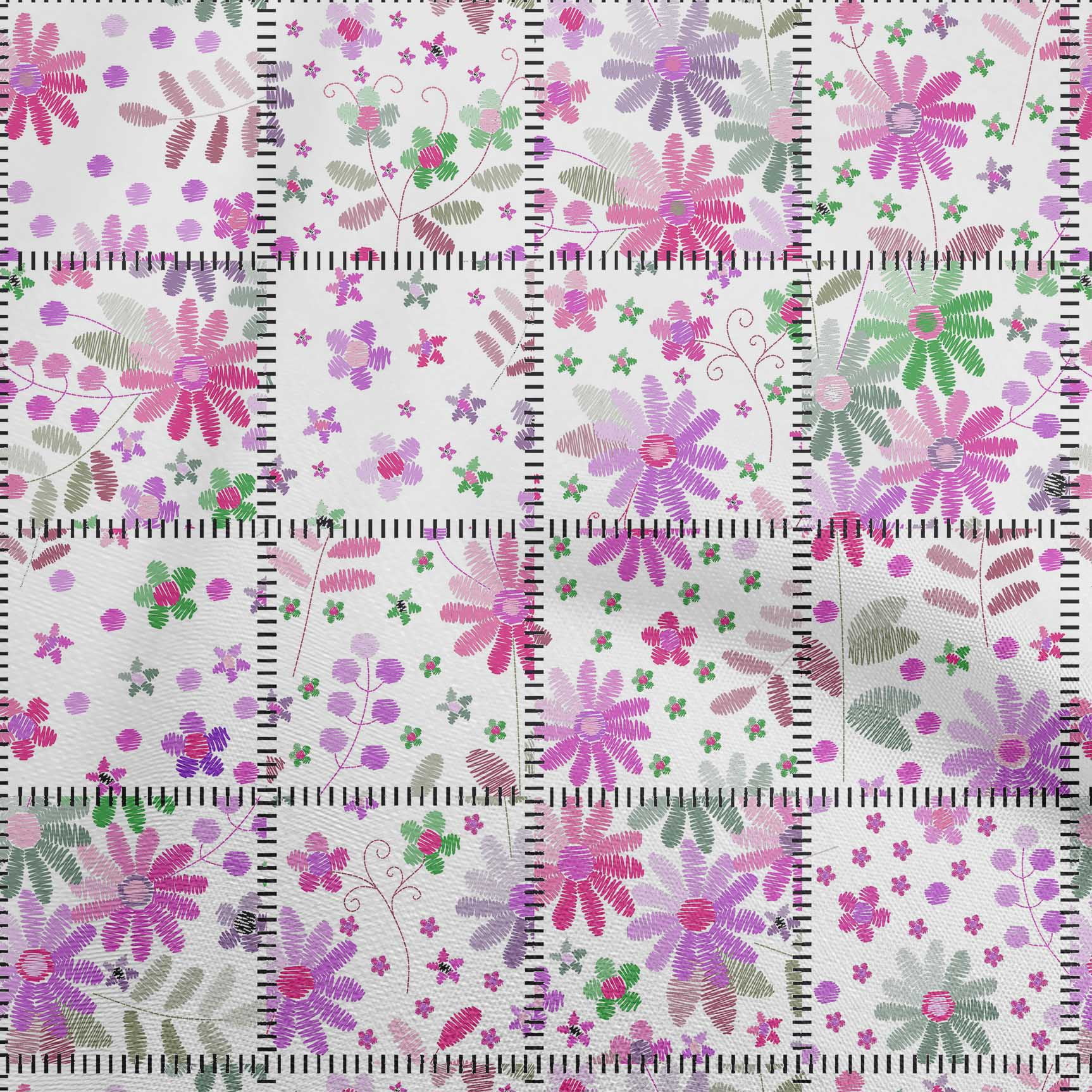 oneOone Velvet Purple Fabric Floral Retro Dress Material Fabric Print ...