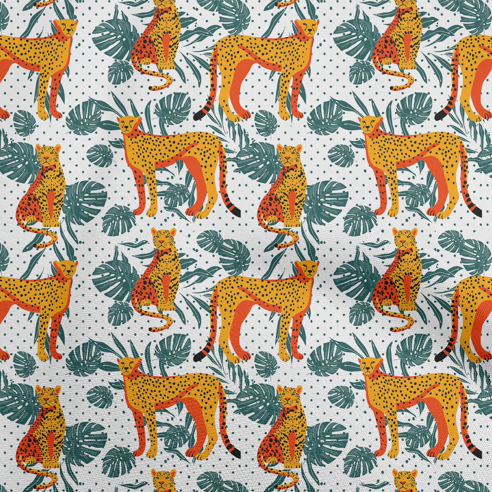 oneOone Velvet Teal Green Fabric Tropical Leaf With Animal Dress ...