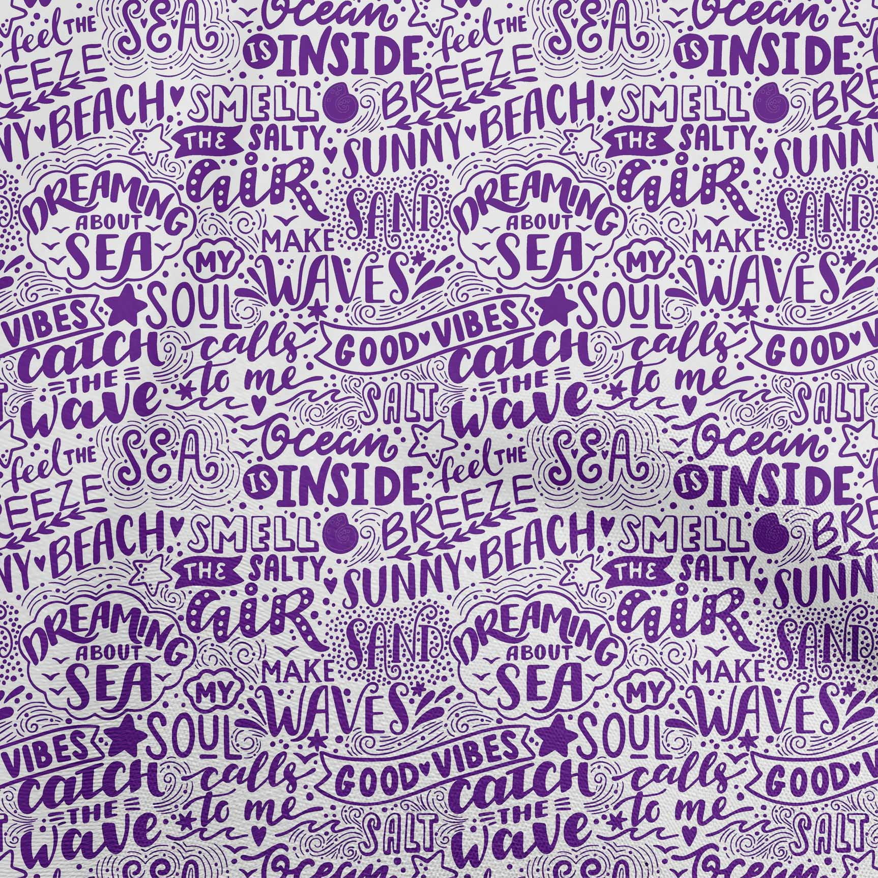 oneOone Velvet Violet Fabric Writing Beach Fabric For Sewing Printed ...