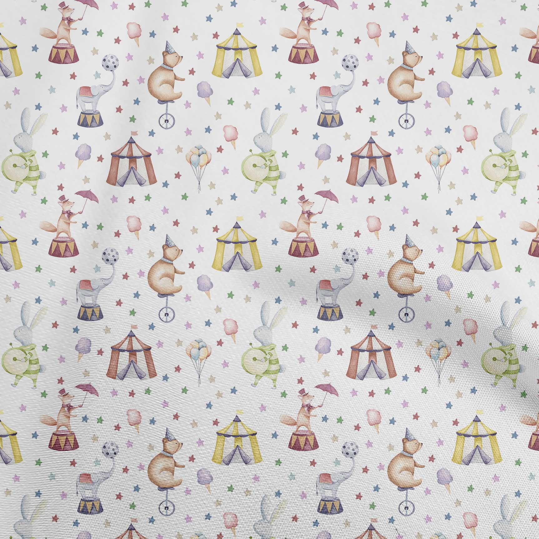 oneOone Velvet White Fabric Circus Craft Projects Decor Fabric Printed ...