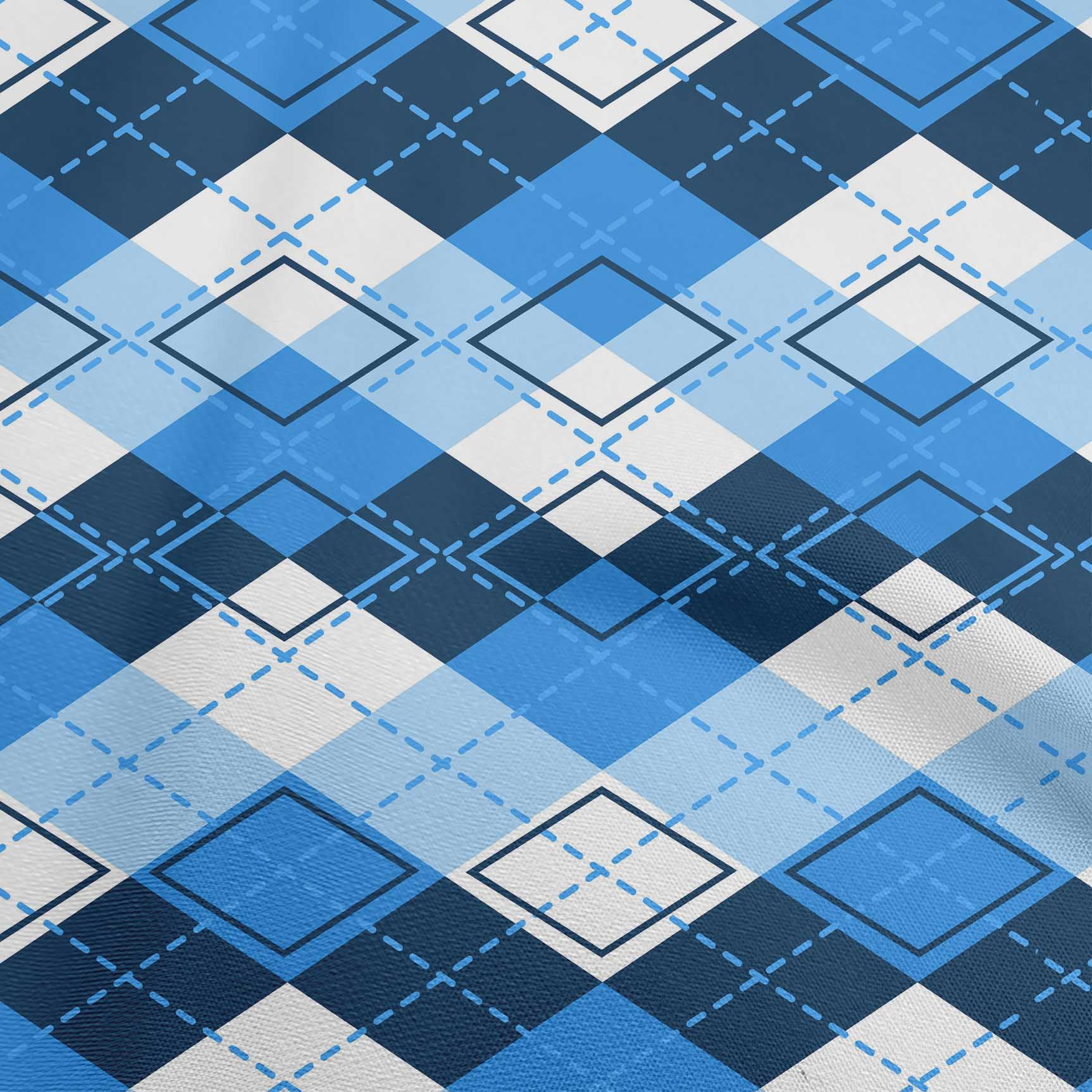 oneOone Viscose Chiffon Blue Fabric Check Sewing Material Print Fabric ...