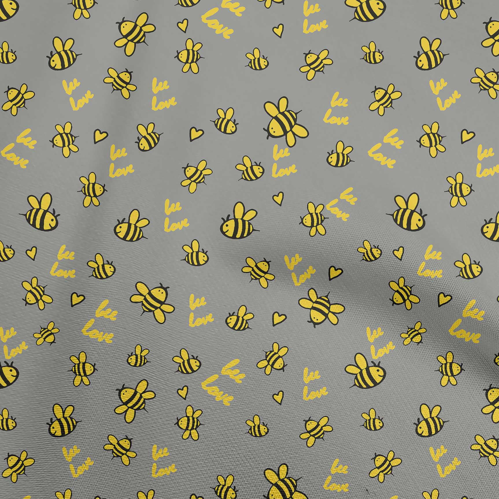 oneOone Viscose Chiffon Gray Fabric Honey Bees Dress Material Fabric ...