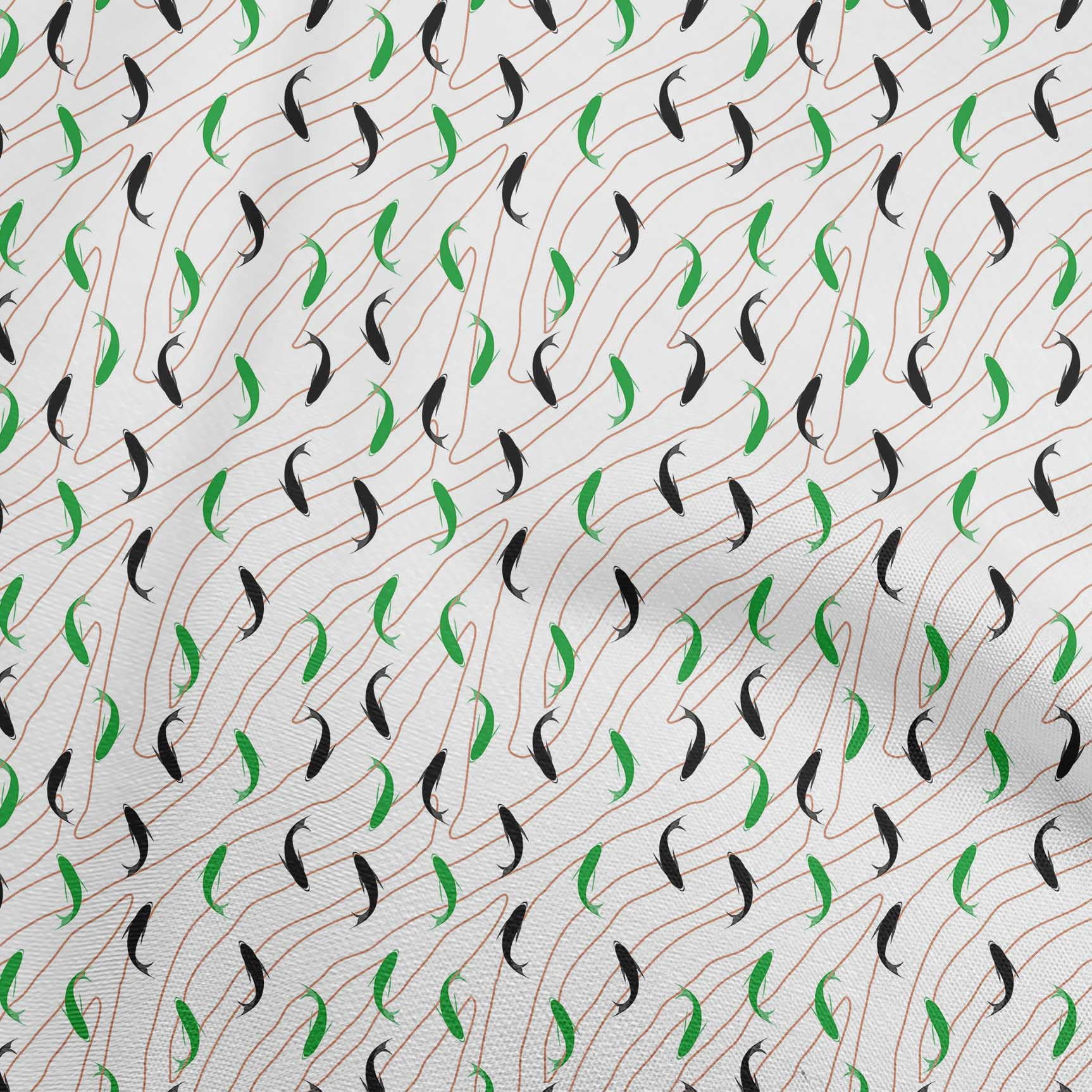 oneOone Viscose Chiffon Green Fabric Ocean Fish Diy Clothing Quilting ...